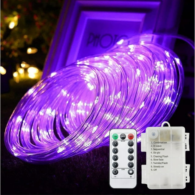 Purple Rope Lights ,39 ft 100 LED Clear Tube Lights with Remote Control ...