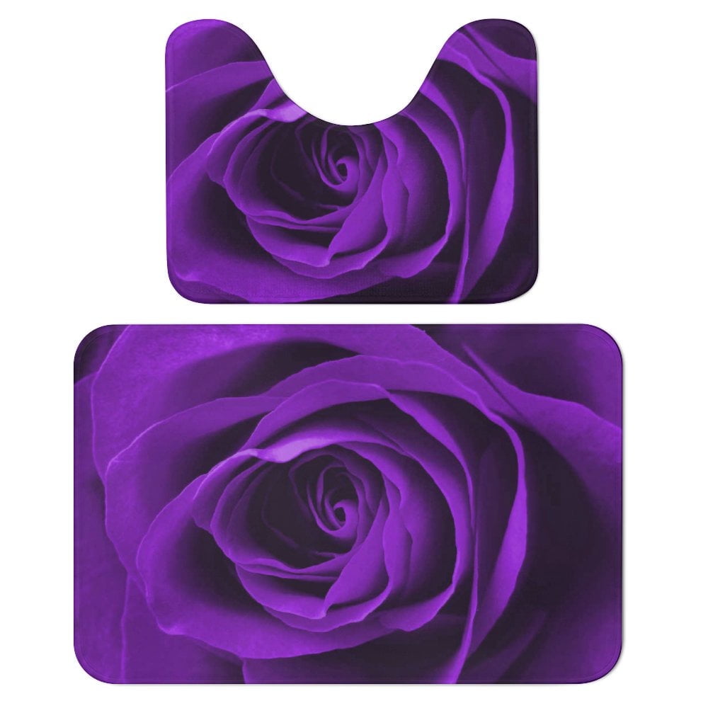 Purple Rose Bathroom Rugs Set 2 Pieces, Bathroom Set - Quick Drying ...