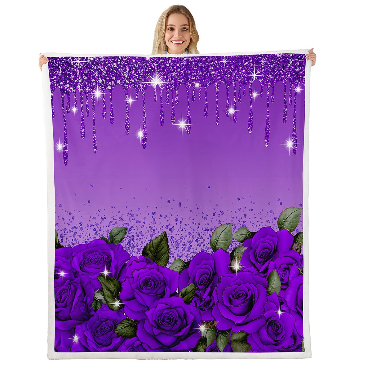 Purple Rose Blanket Diamond Crystal Fluid Art Throw Blanket 30"x40 ...