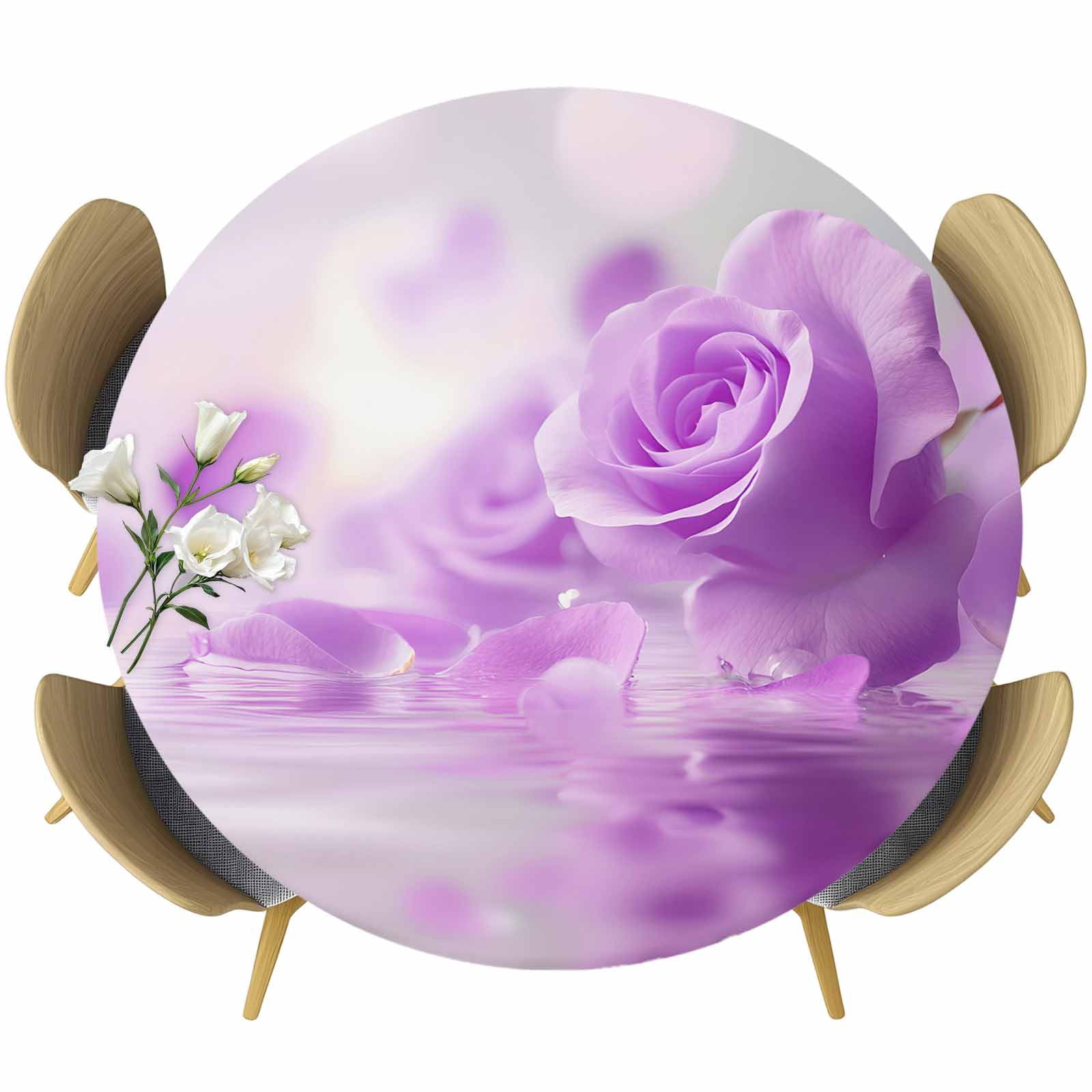 Purple Rose Fantasy Round Tablecloth 36-44 Inch Round Fitted Table ...