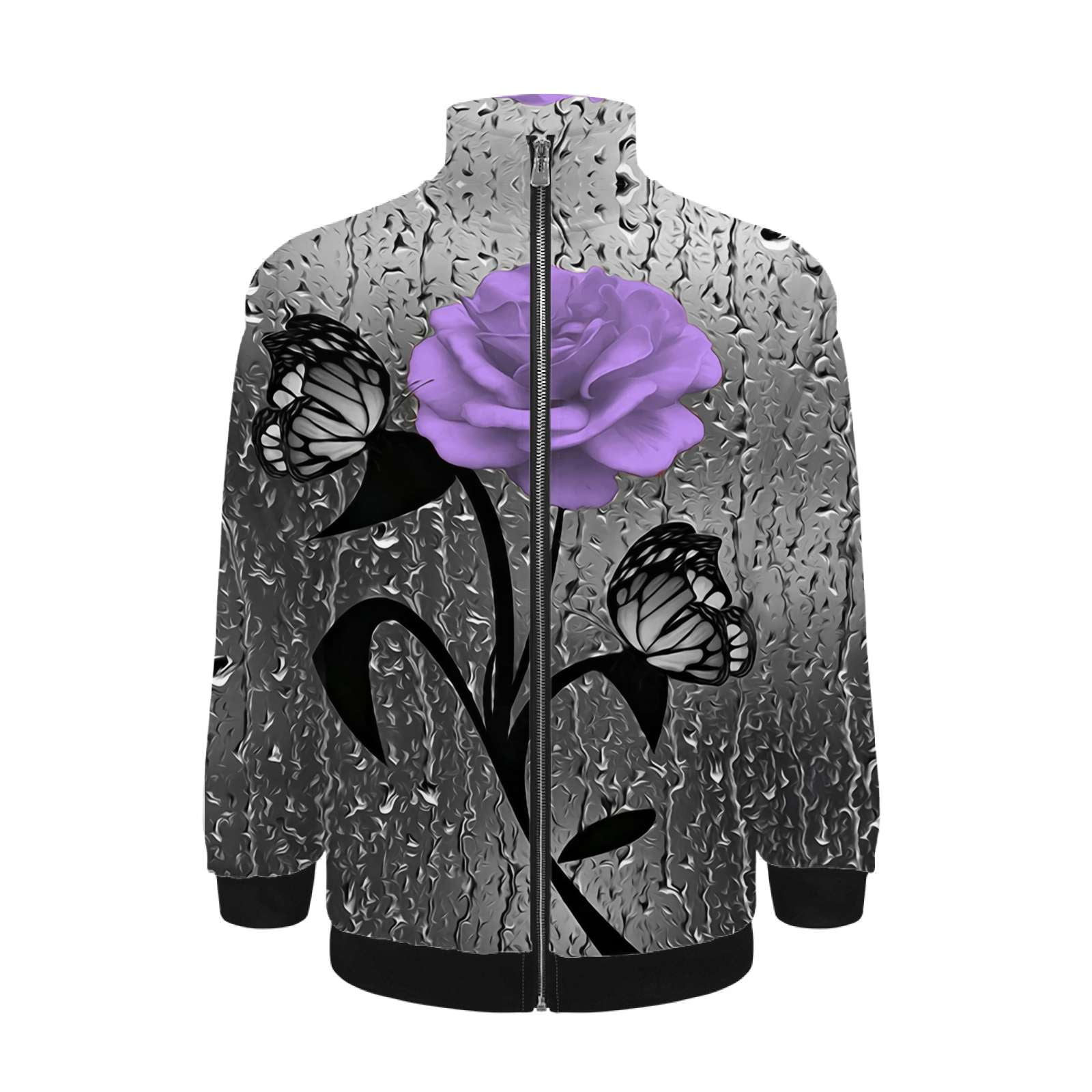 Purple Rose Floral Flowers Jacket Men's Street Cool Long Sleeves Coat ...