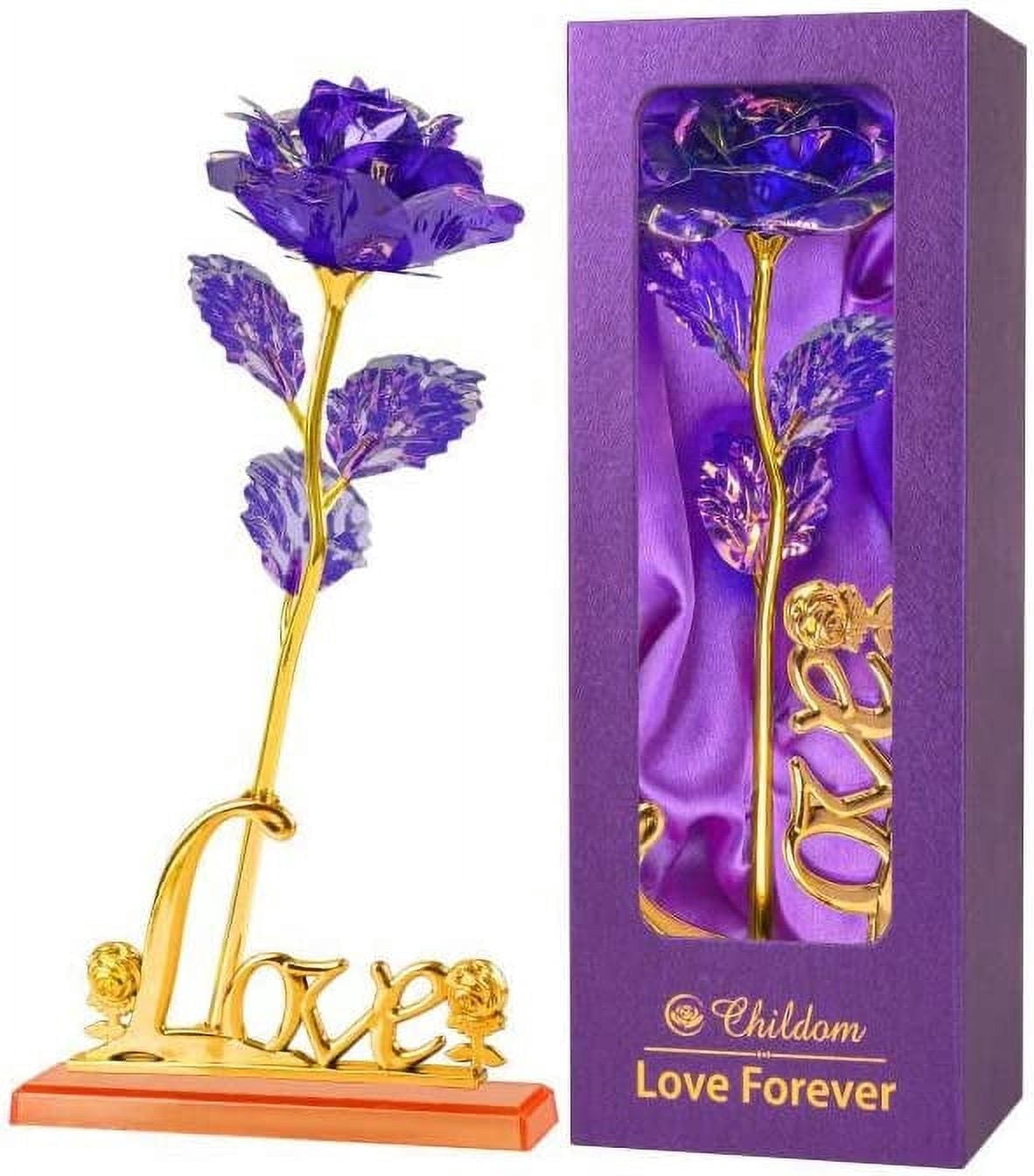 Purple Rose Flower Mom Gift with Love Stand, Unique Gifts for Mom ...