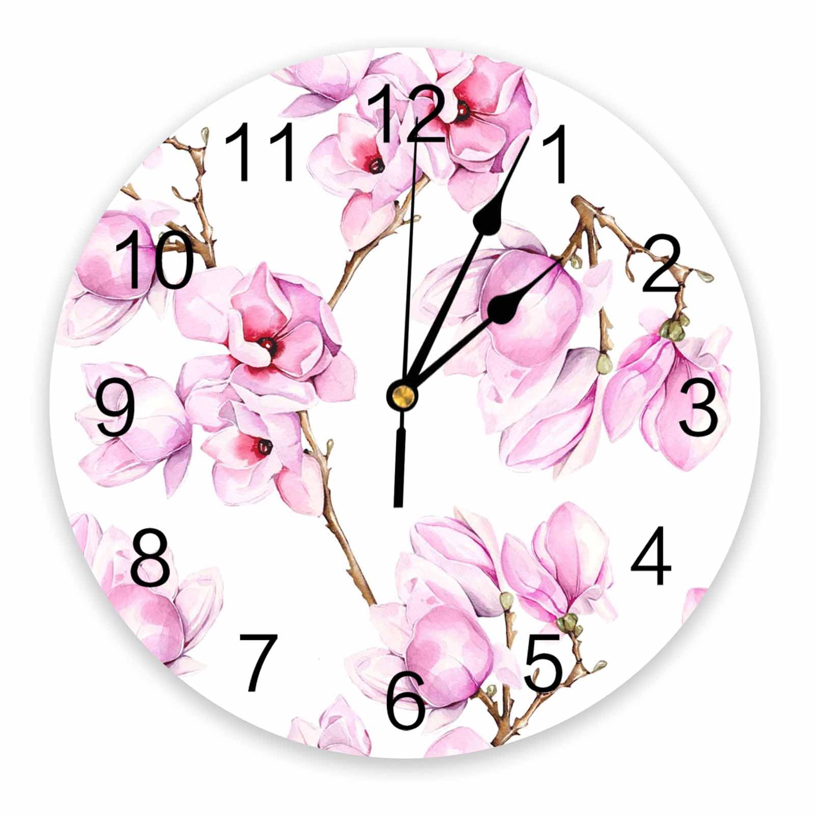 Purple Rose Petal Printed PVC Wall Clock Modern Design Home r Bedroom ...