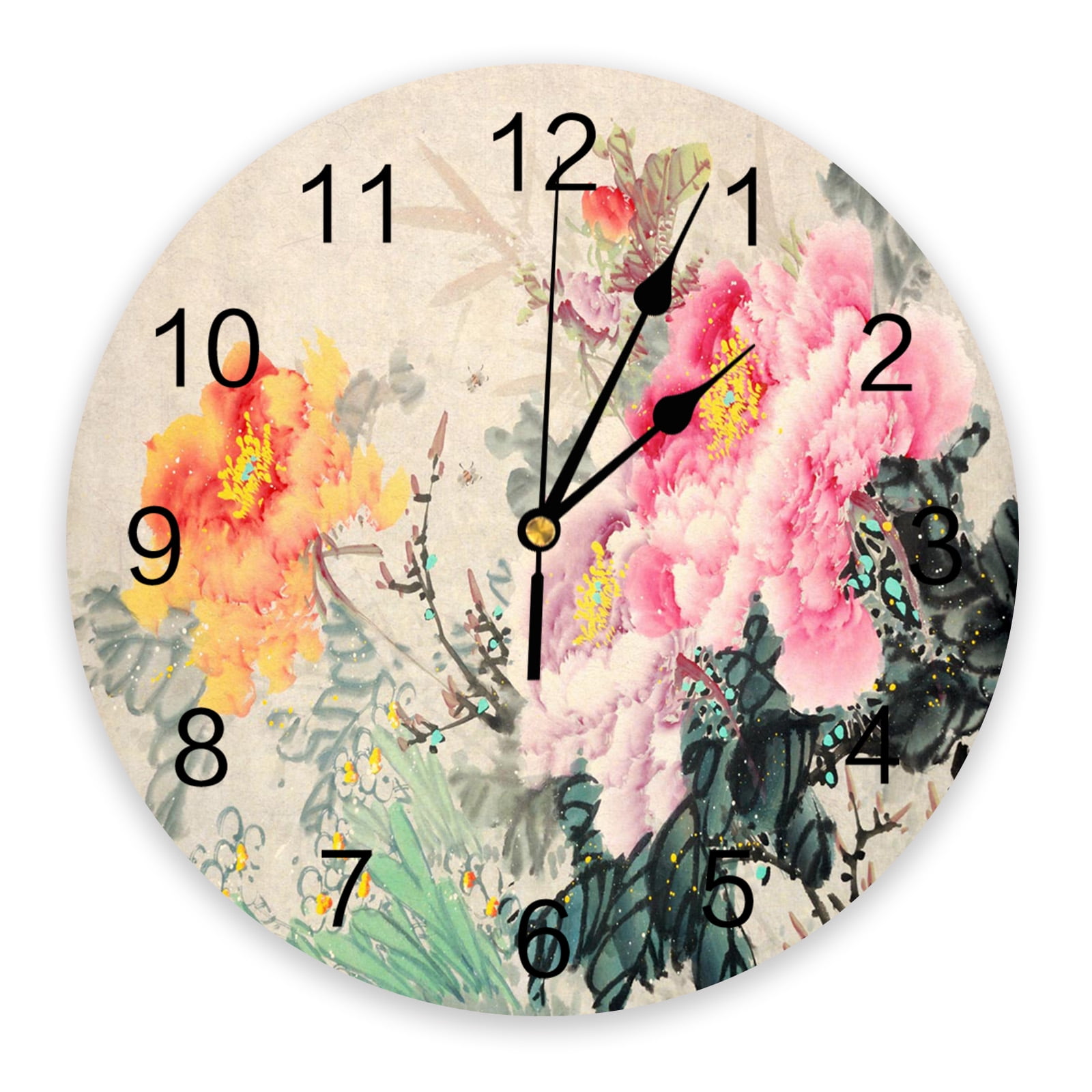 Purple Rose Petal Printed PVC Wall Clock Modern Design Home r Bedroom ...