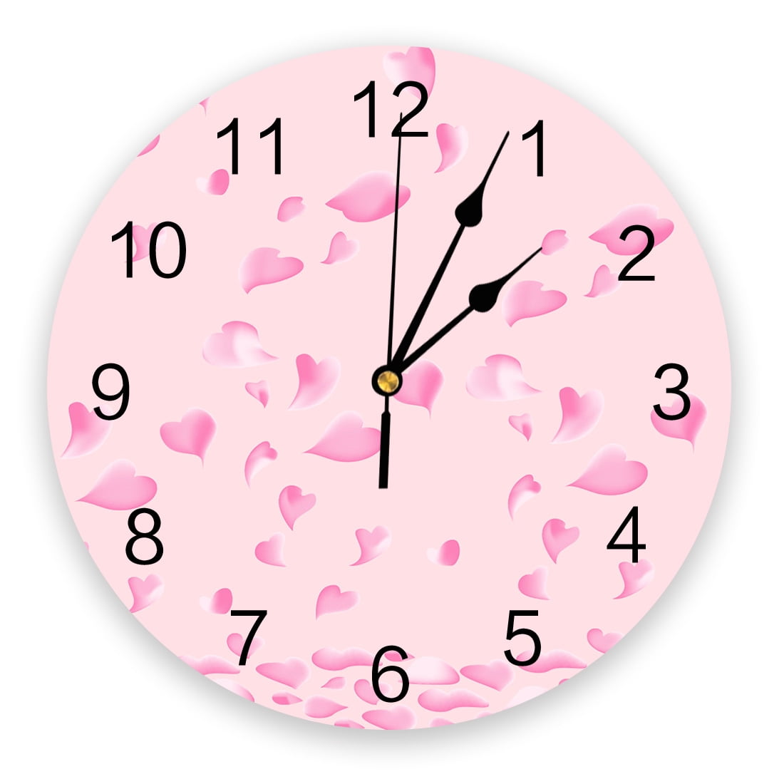 Purple Rose Petal Printed PVC Wall Clock Modern Design Home r Bedroom ...