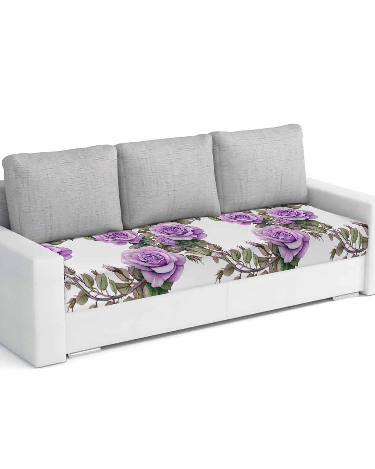 Purple Rose Sofa Couch Cushion Covers Washable, Removable Stretchable ...