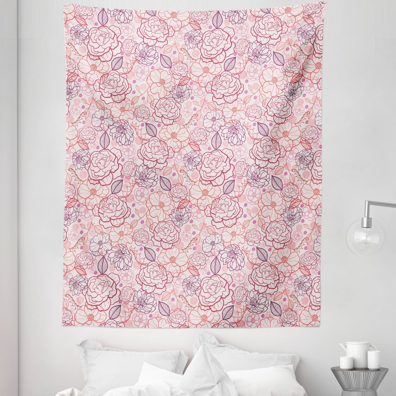 Purple Rose Tapestry, Pure Scents of Petals Soft Colors Pinkish Flowers ...