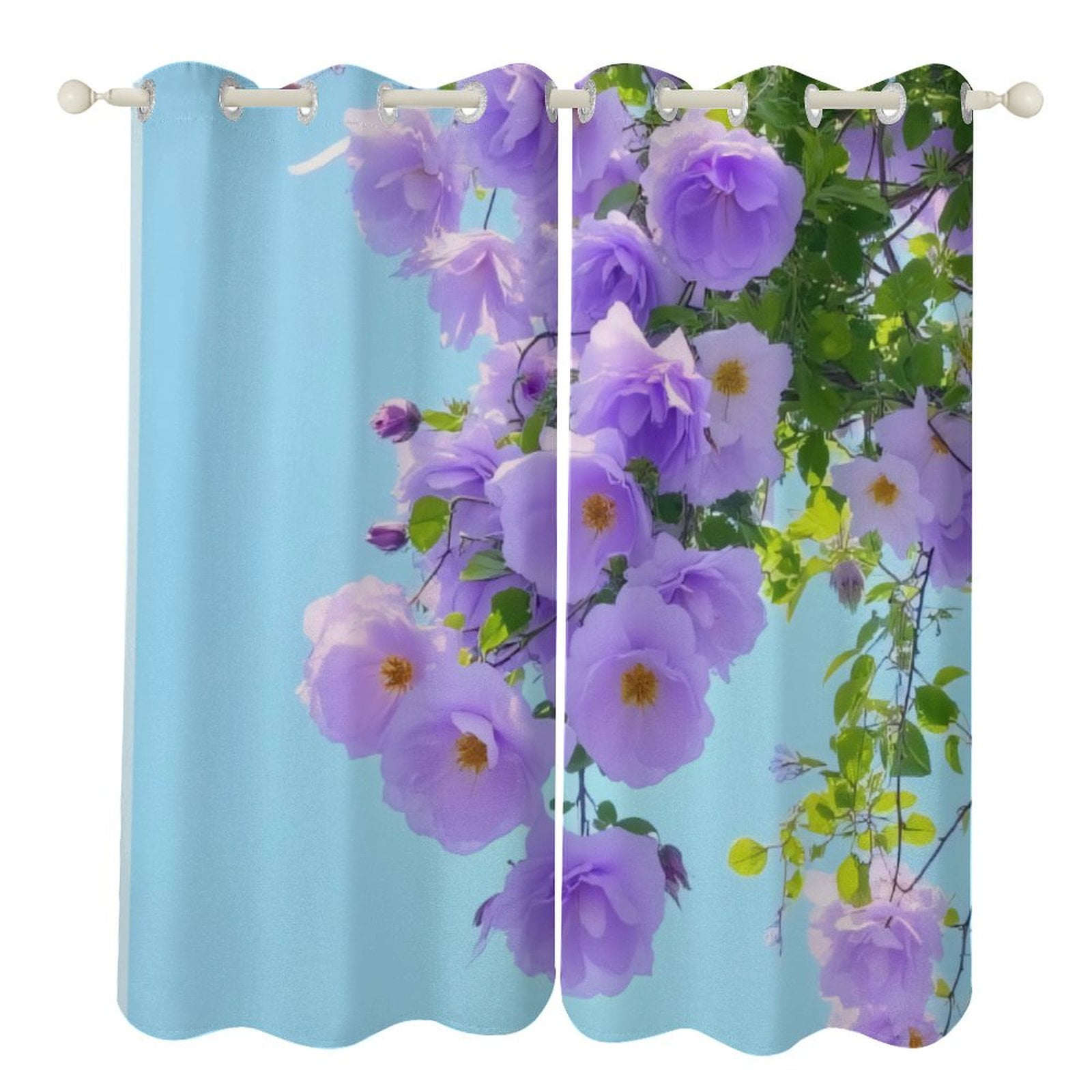 Purple Roses in Bloom Luxury Window Curtains Blinds for Living Room ...