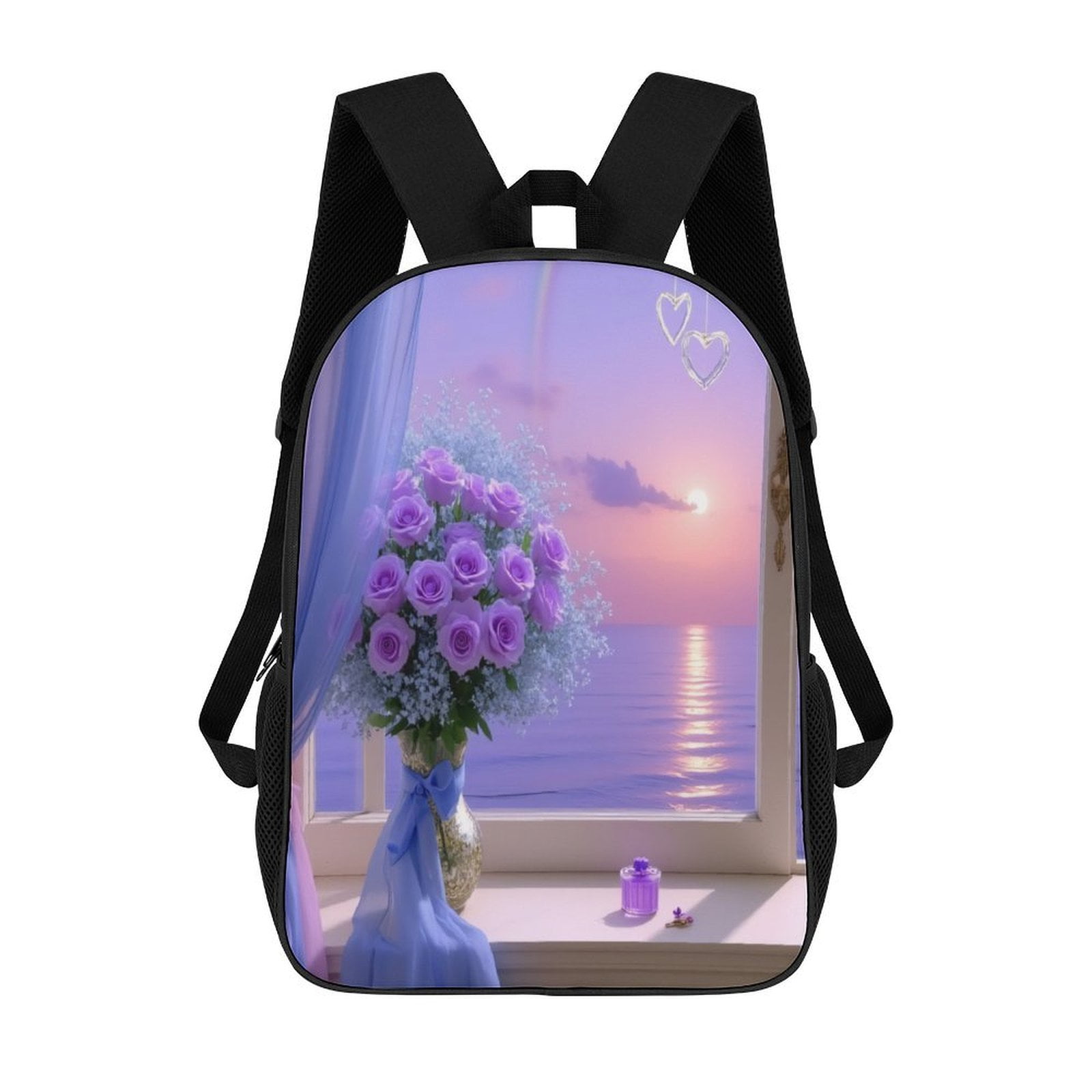 Purple Roses in Vase by Window 3D Print 17in adolescent Backpack ...
