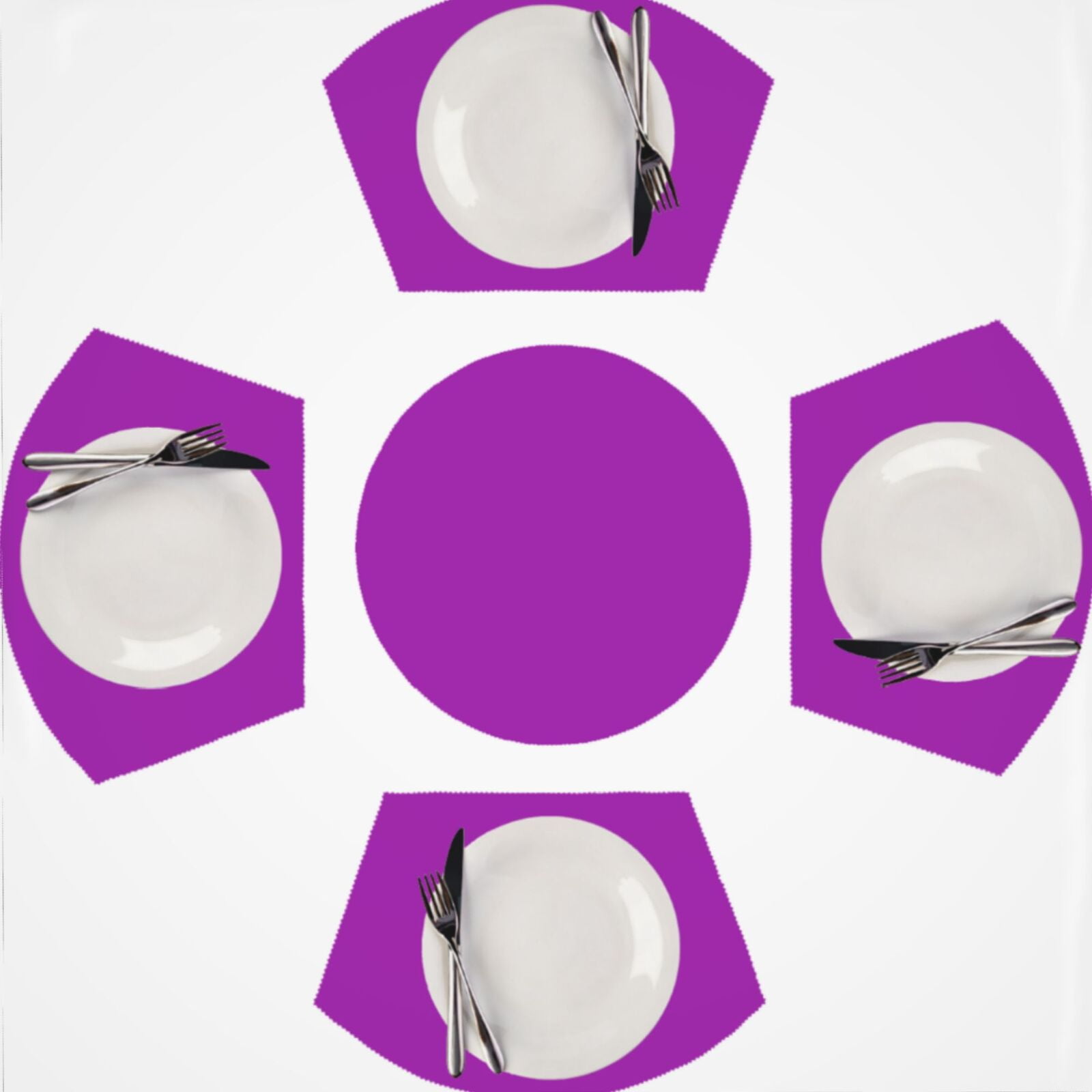 Purple Round Table Placemats Set Of 5 Wedge Table Mats Washable Heat ...