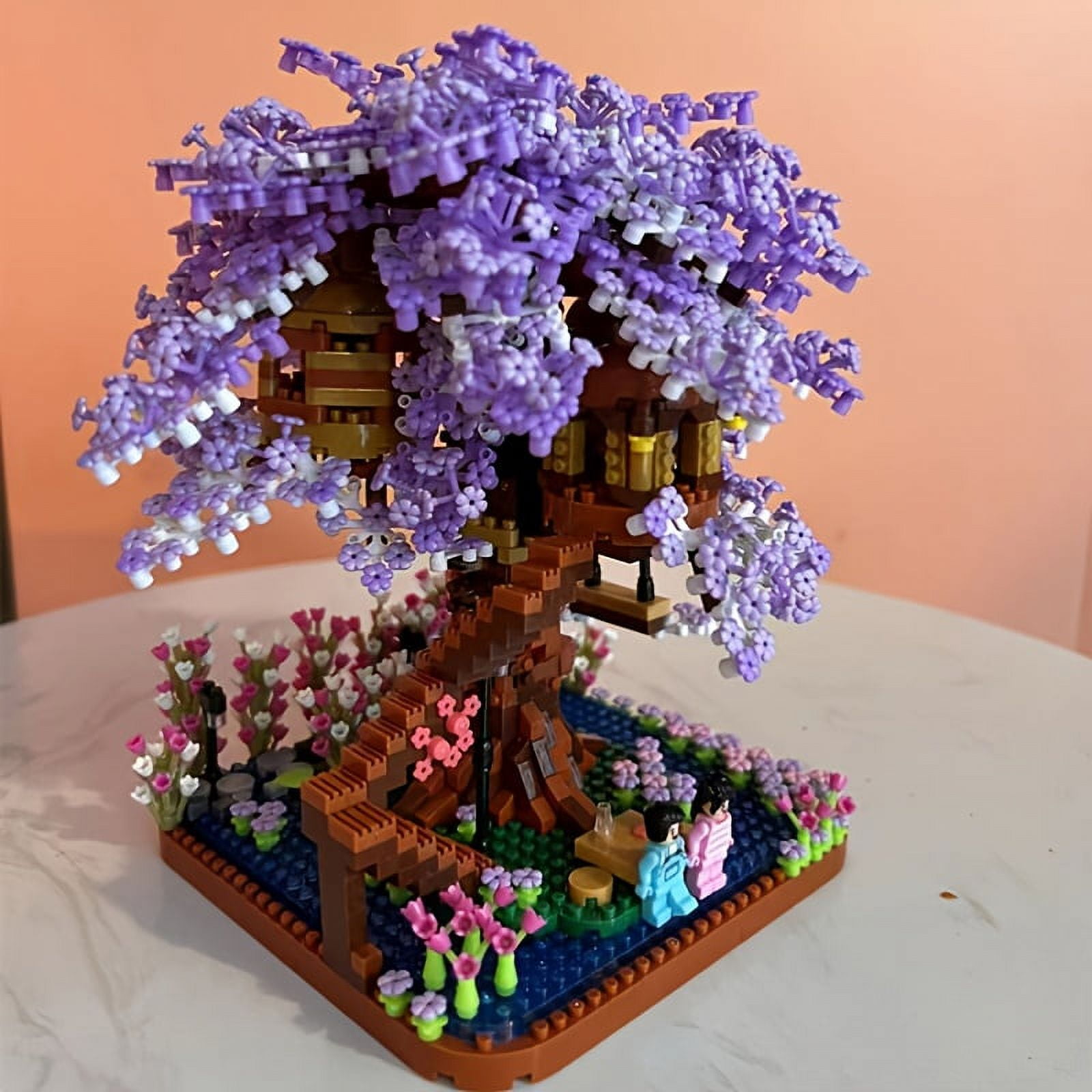 Purple Sakura Tree House Building Block, Cherry Blossom Model Building ...