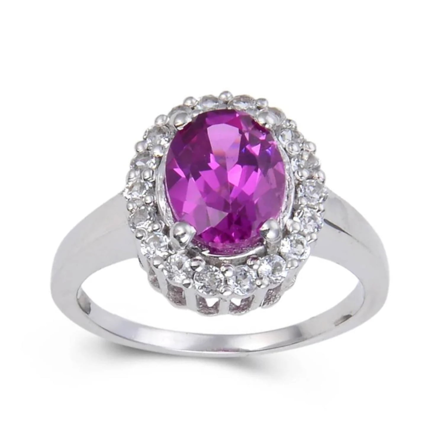 Purple Sapphire Oval Halo Ring - Walmart.com