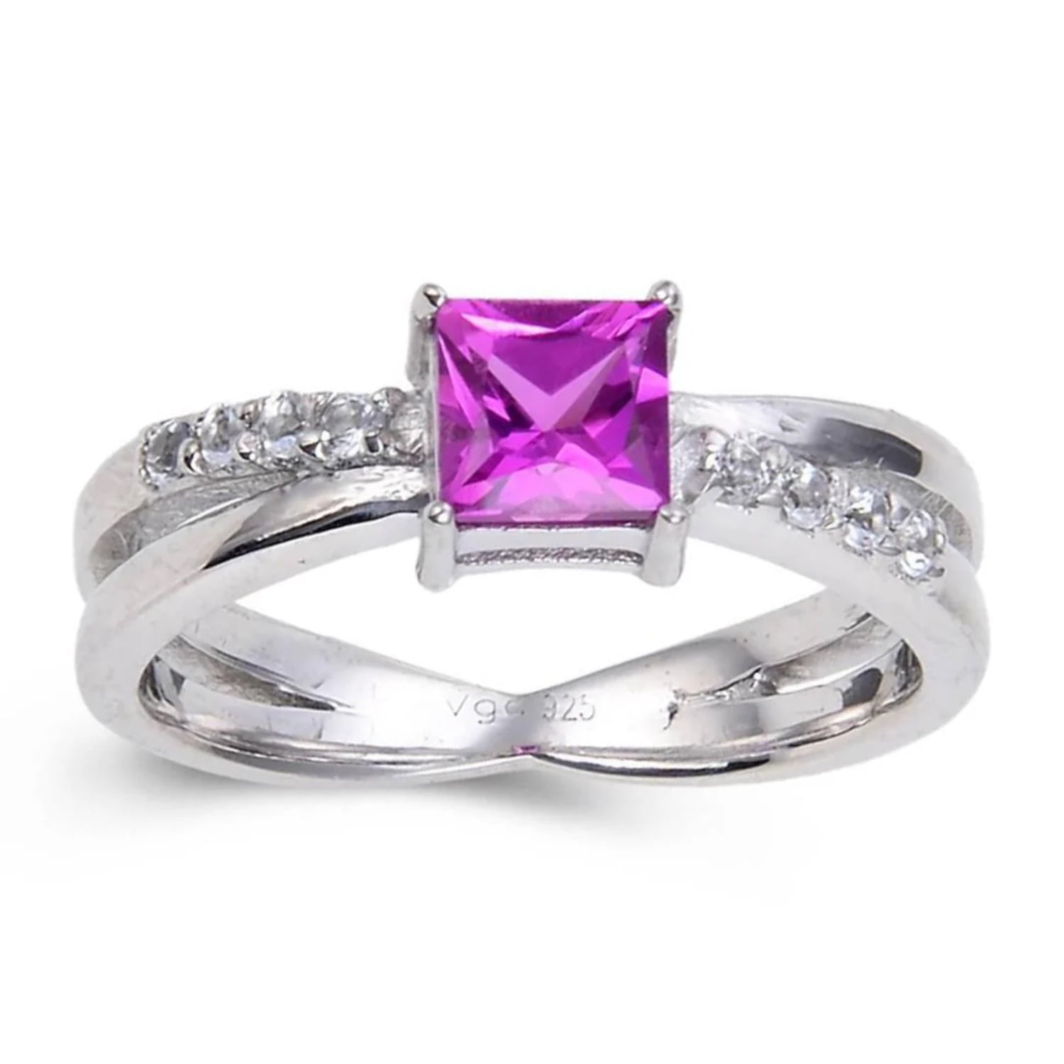 Purple Sapphire Square Split Band Ring - Walmart.com