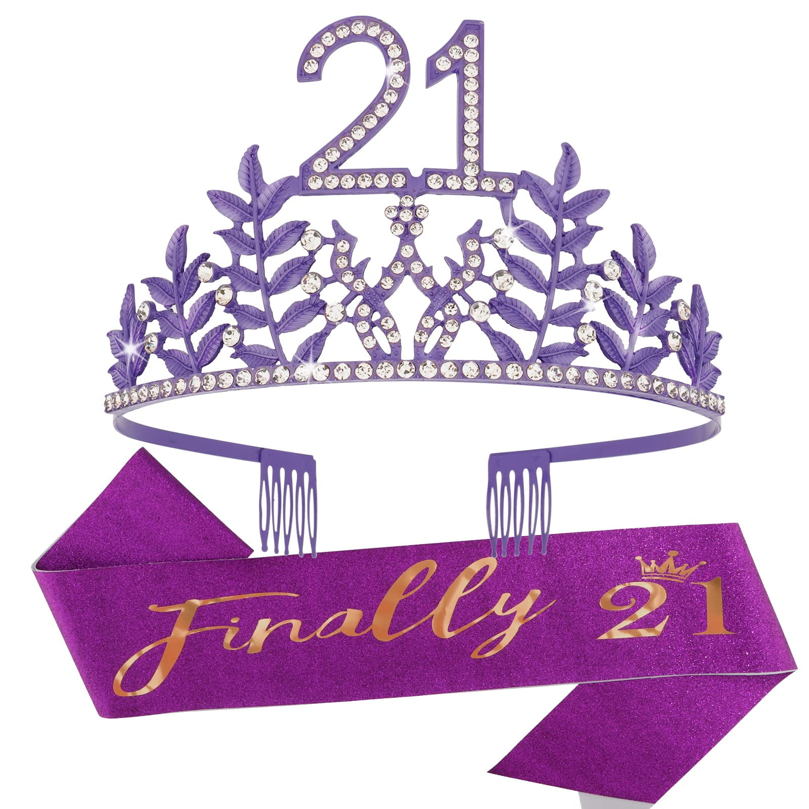 Purple Sash STF9 and Tiara, Gifts Sash 21 Year Old Finally 21 Sash ...