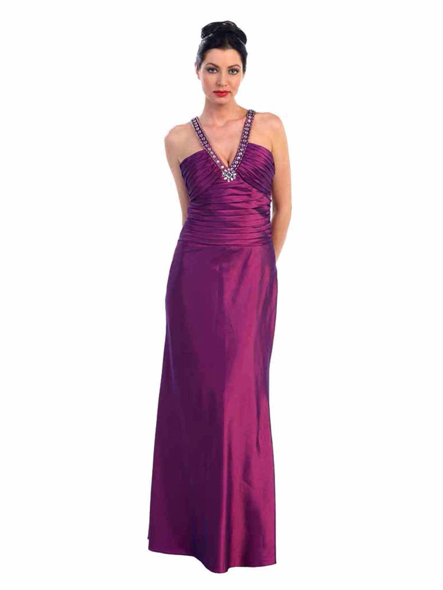 Purple Satin Evening Gown With Rhinestone Top Design Size Small ...