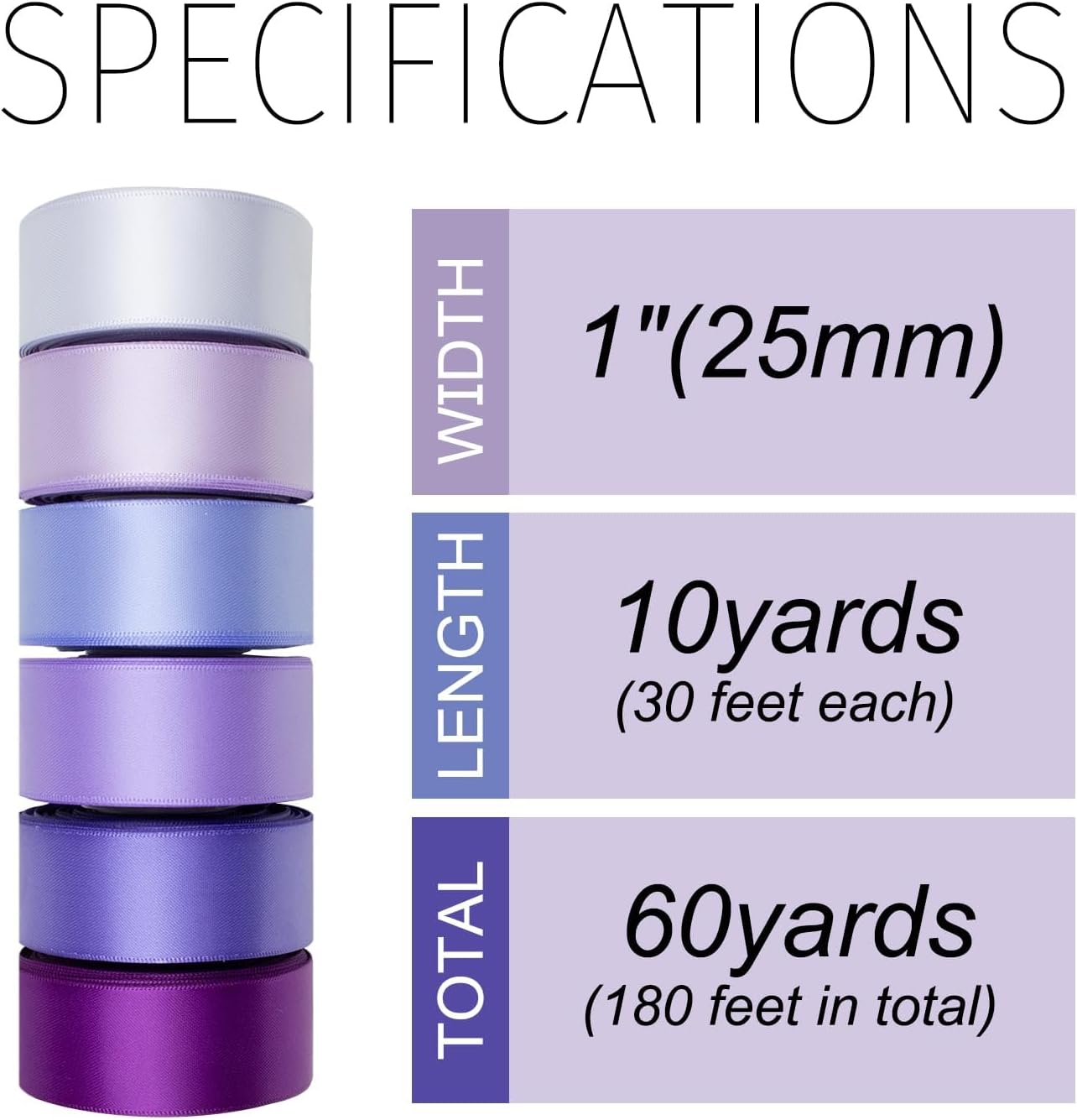 Purple Satin Ribbon 1 Inch Wide Lavender Light Purple Lilac Ribbon ...