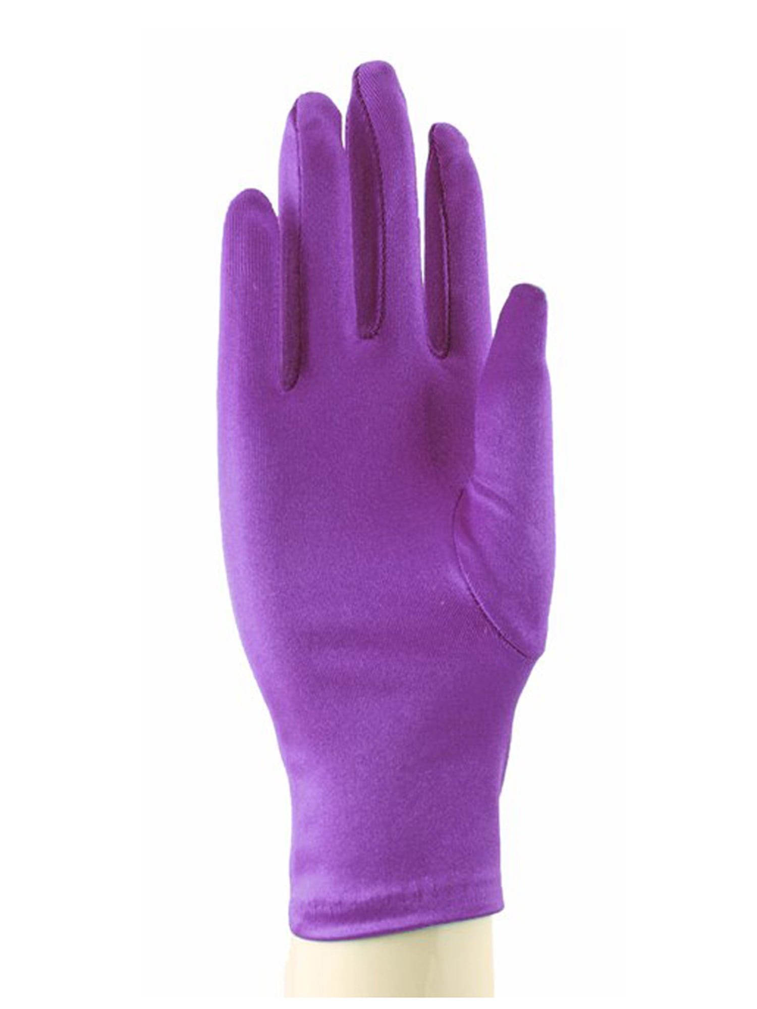 Purple Satin Wrist Length Dress Gloves - Colorful - Party, Prom ...