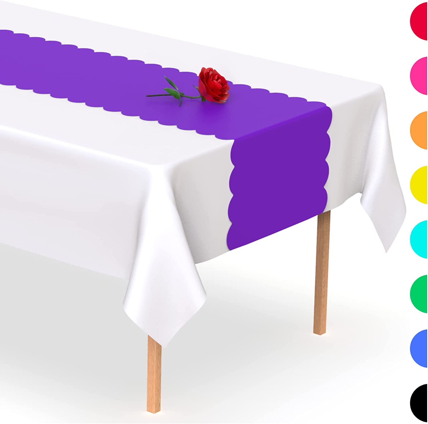 Purple Scallop Disposable Table Runner. 5 Pack 14 x 108 inch. Plastic ...