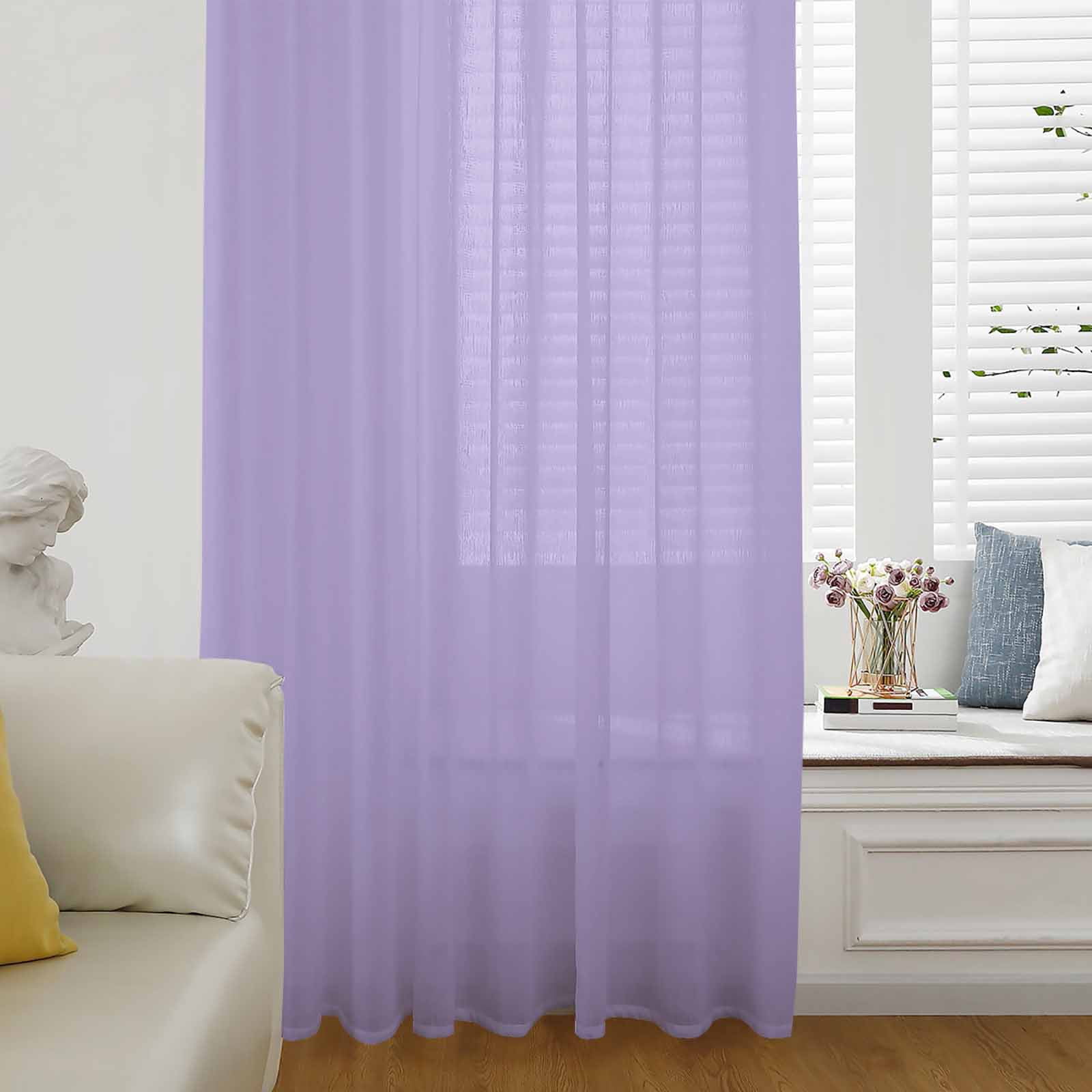 Purple Semi Sheer Curtains Drapes for Living Room, Bedroom, French ...