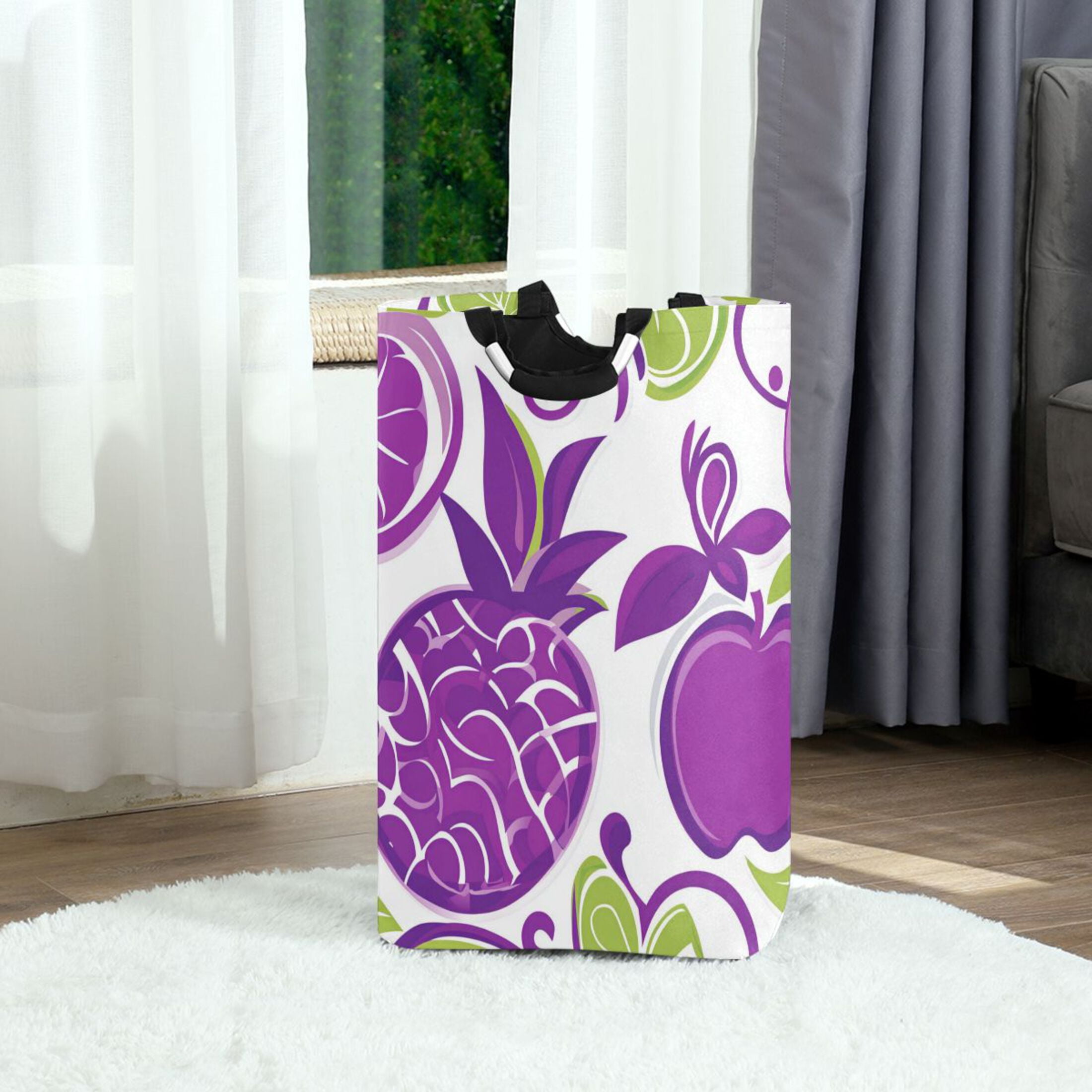 Purple Series Fruits Foldable Laundry Hamper 12.6x11x22.7in with ...