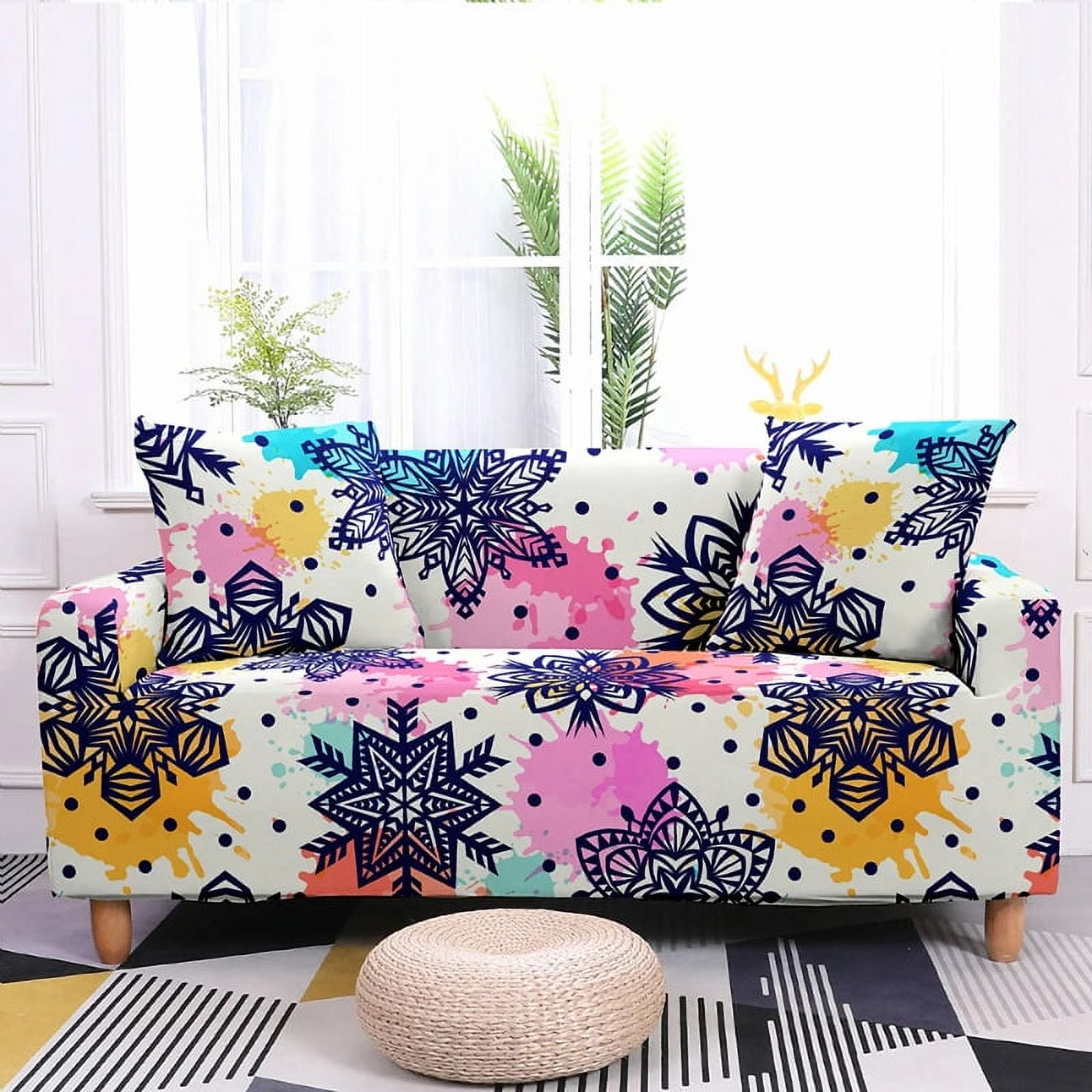 Purple Series Mandala Style Printed Sofa Cover Living Room Full Set ...