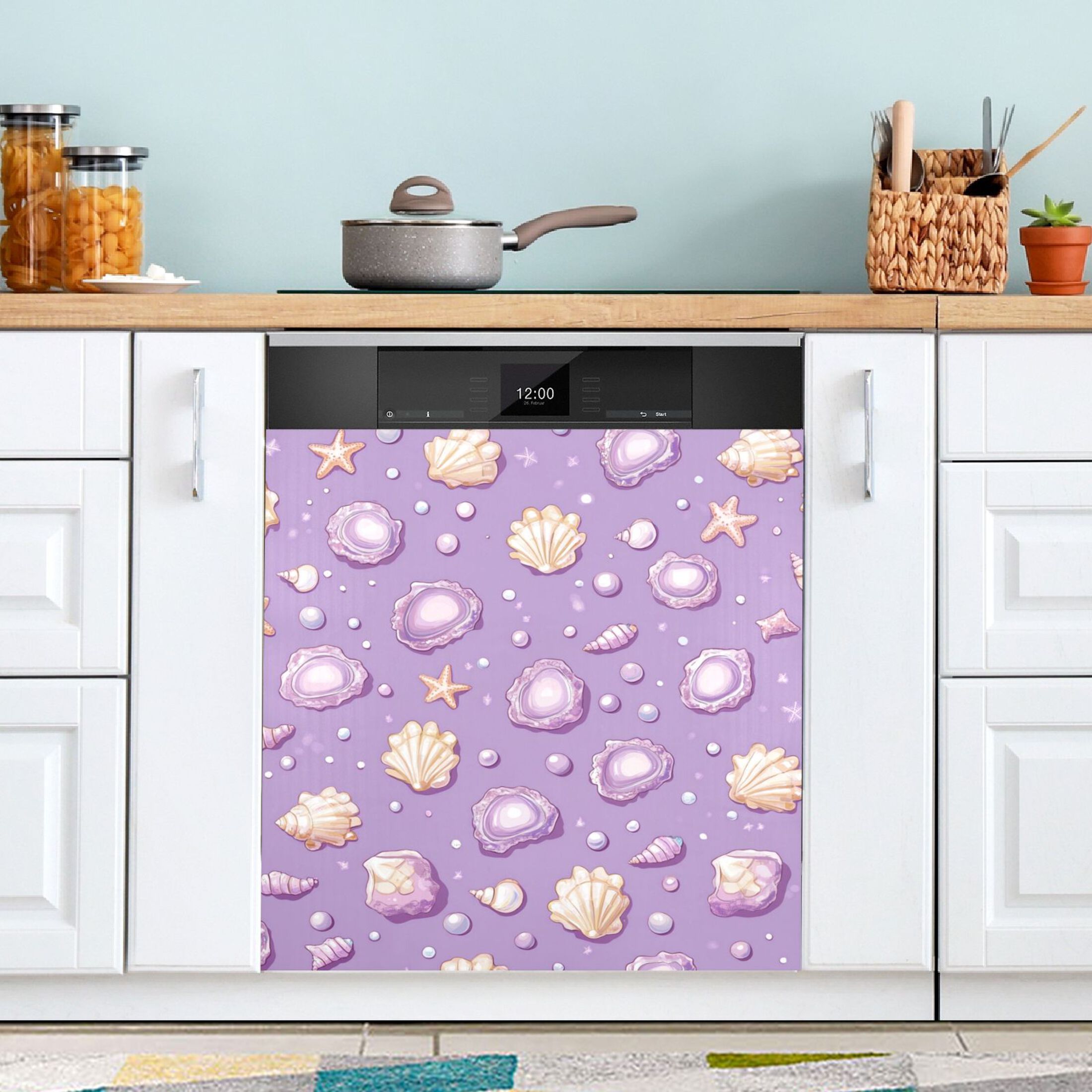 Purple Shells Pearls Starfishes Dishwasher Magnet Refrigerator Magnetic ...