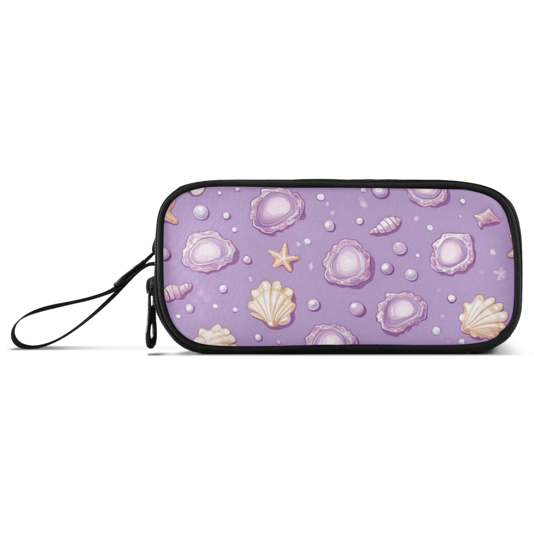 Purple Shells Pearls Starfishes Pencil Case Stationary Holder Pen Bag ...