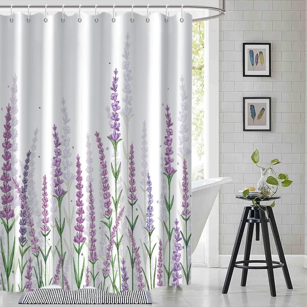 Purple Shower Curtain, Lavender Shower Curtain for Bathroom Waterproof ...