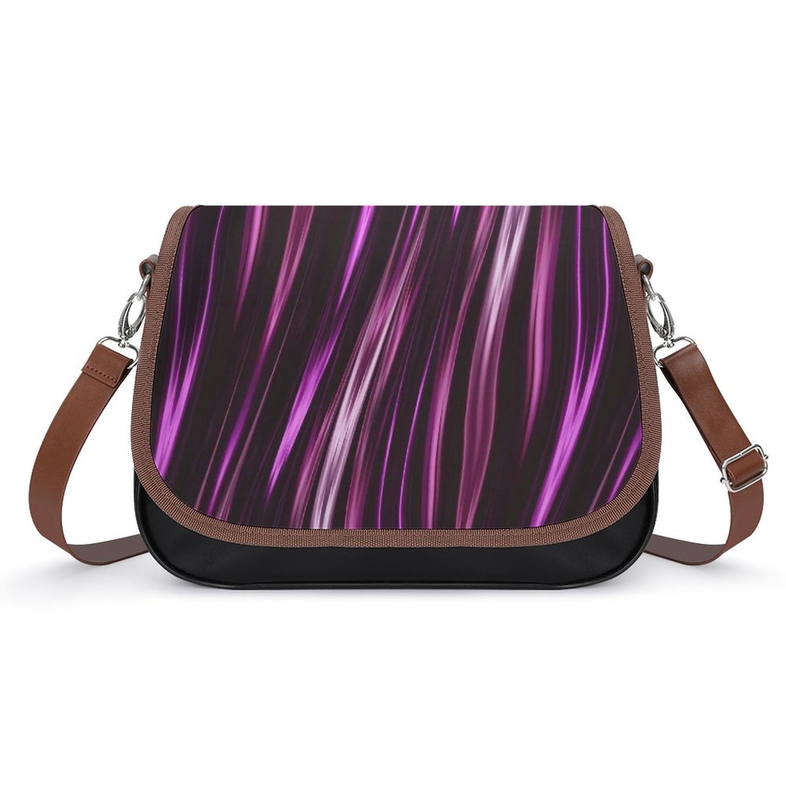 Purple Silky Wave Background Vintage Crossbody Bag for Women Medium ...