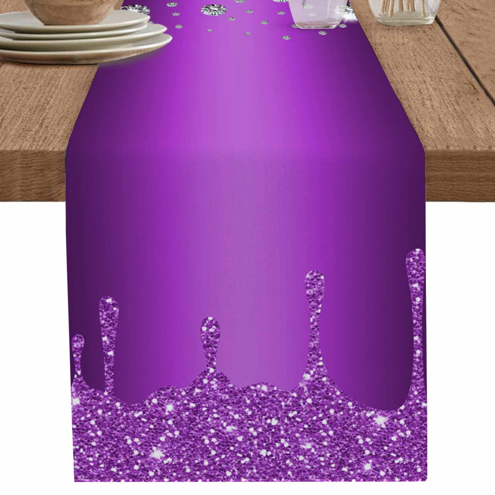 Purple Silver Shiny Diamond Table Runner-70 Inch Long Luxury Modern ...