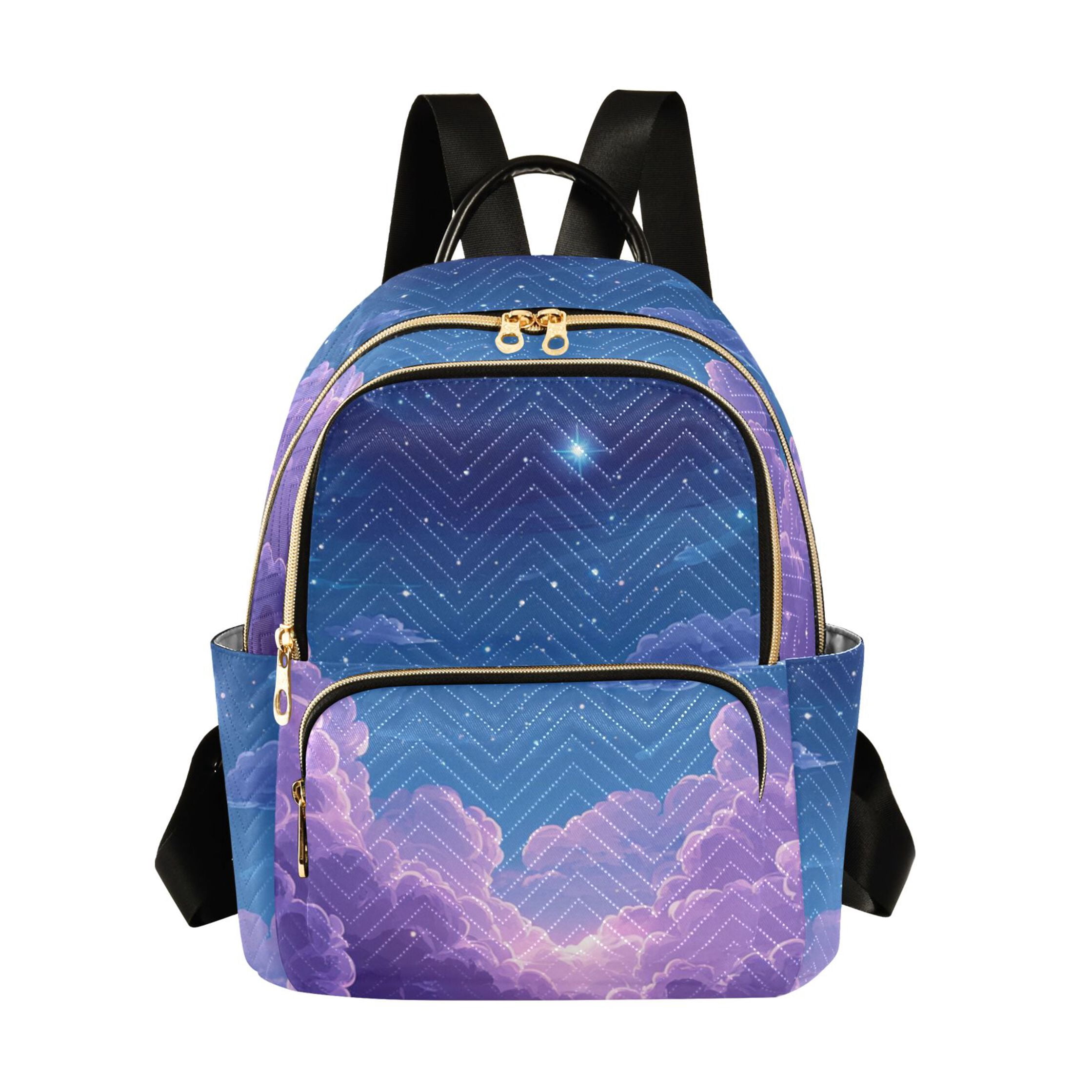 Purple Sky Stars Quilted Backpack Fashion Daypack Commuter Bag for ...