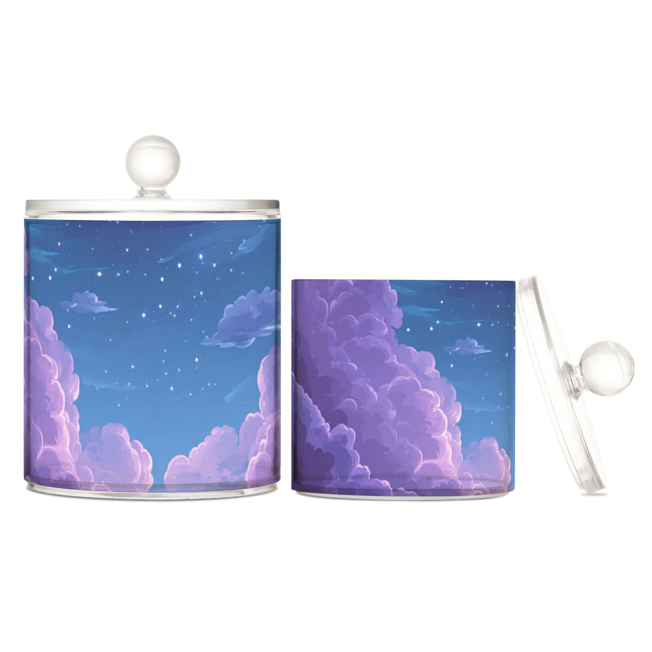 Purple Sky Stars Translucent Plastic Cans Storage Canisters with Lid ...