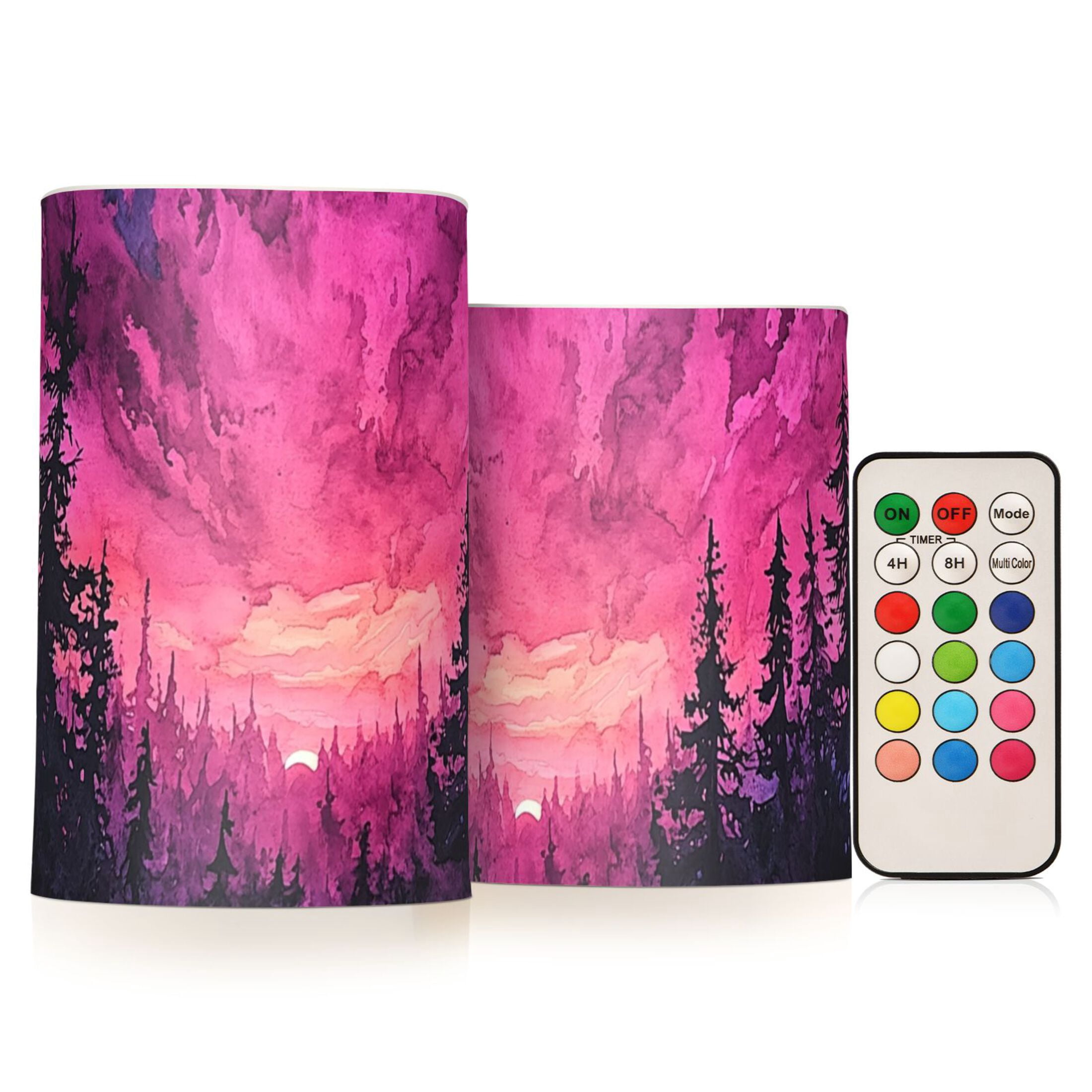 Purple Sky and Dark Forest Flickering Flameless Candles Battery ...