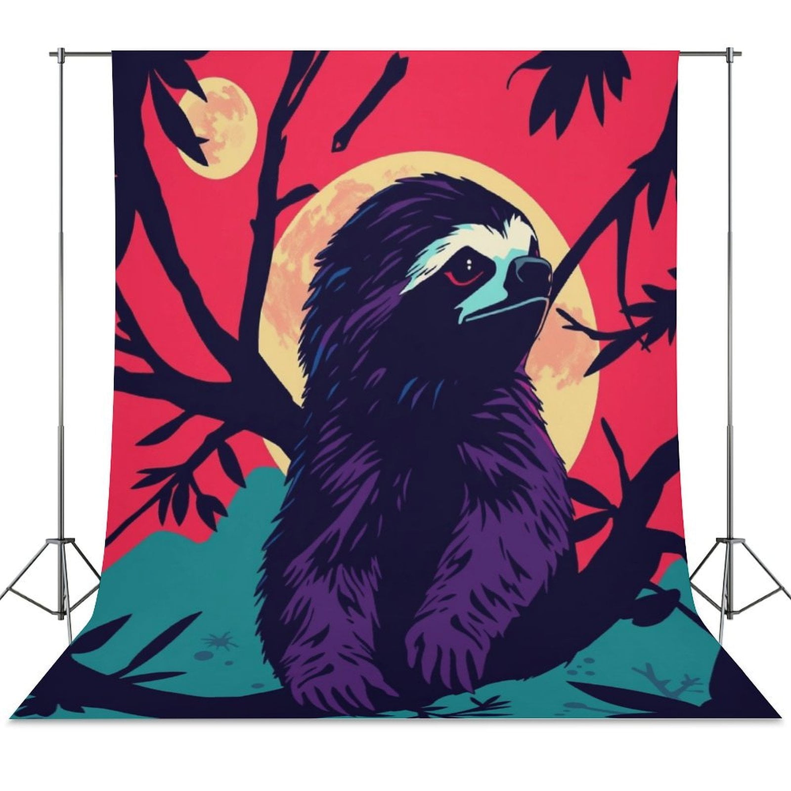 Purple Sloth Moon Night Backdrop Baby Shower Newborn Portrait Girl Boy ...