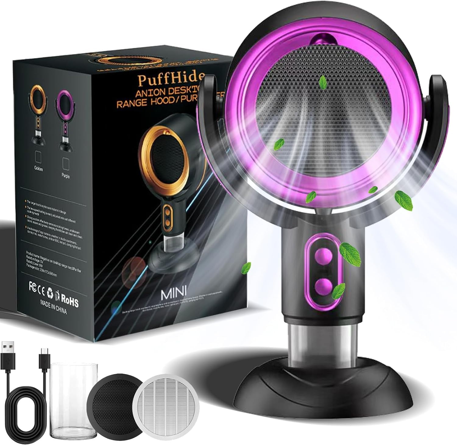 Purple Smoke Purifier, Puffhide Purifier for Smoke, Puff Hide Smoke Fan ...