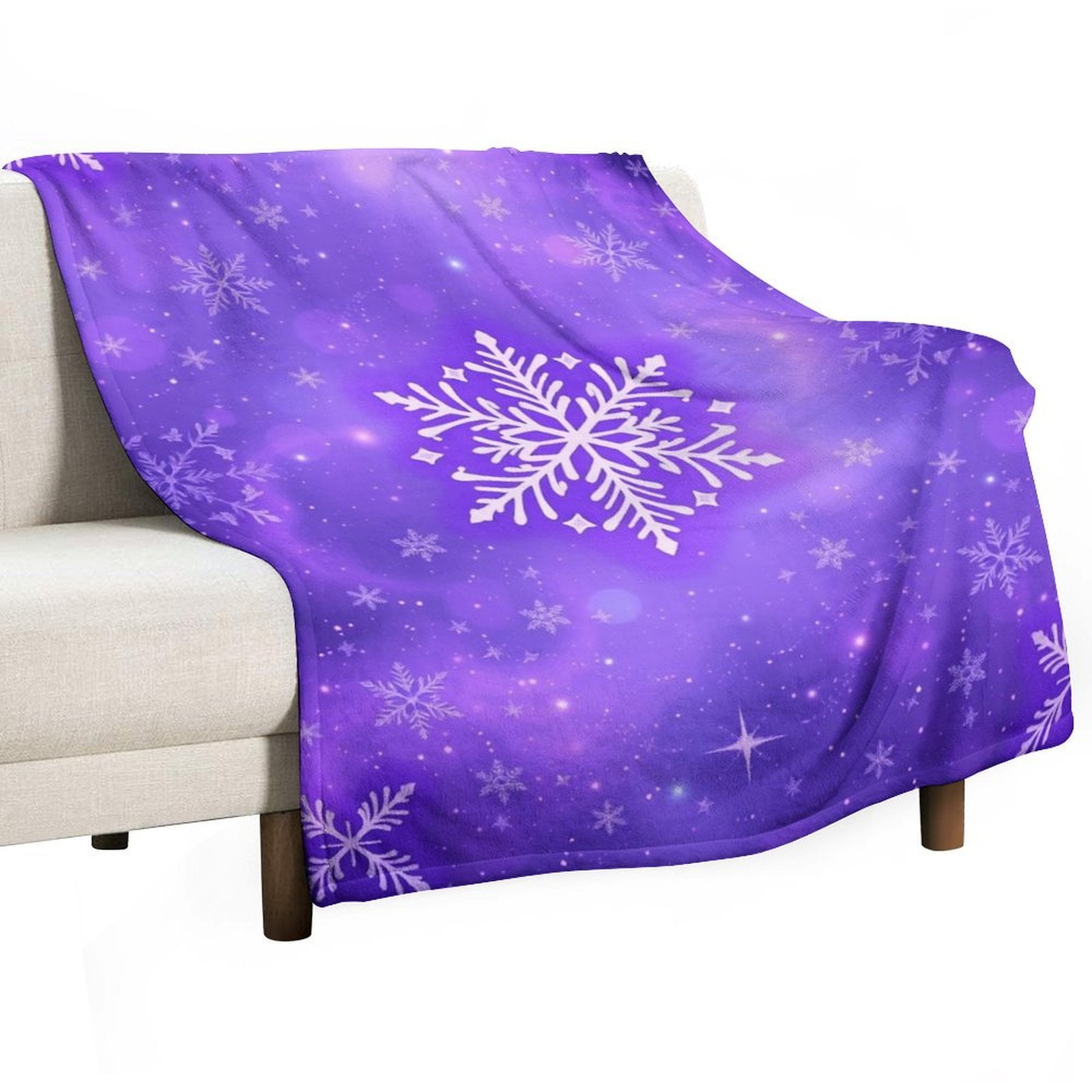 Purple Snowflake Galaxy Throw Blanket for Sofa Luxury Home Interior ...