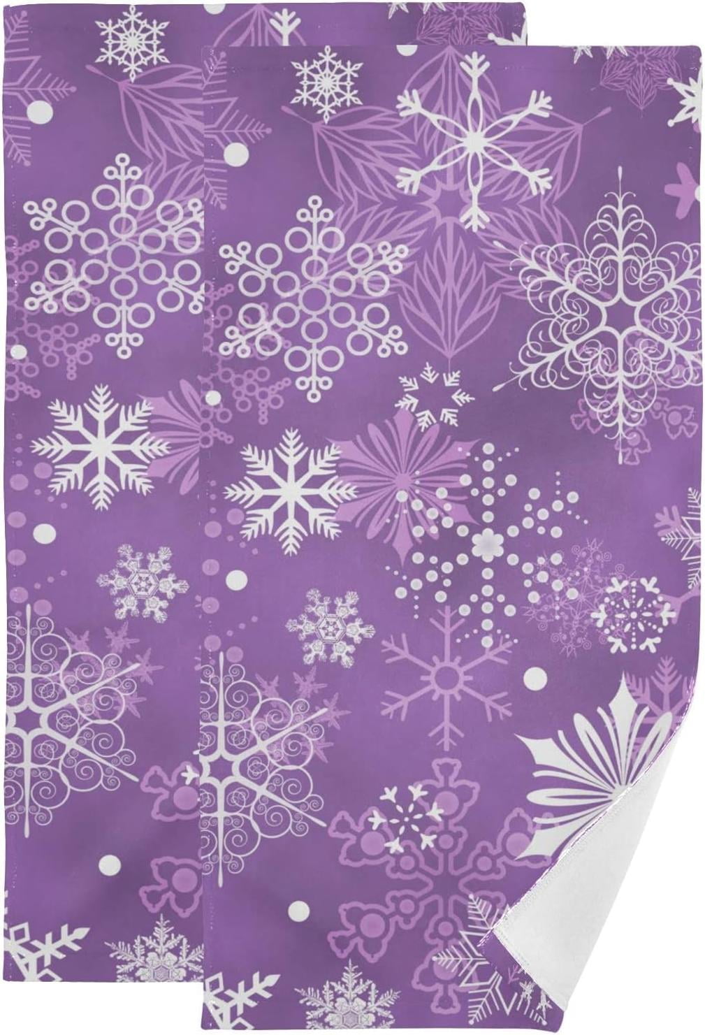 Purple Snowflake Pattern Hand Towels 2 PCS, Christmas Winter Kitchen ...