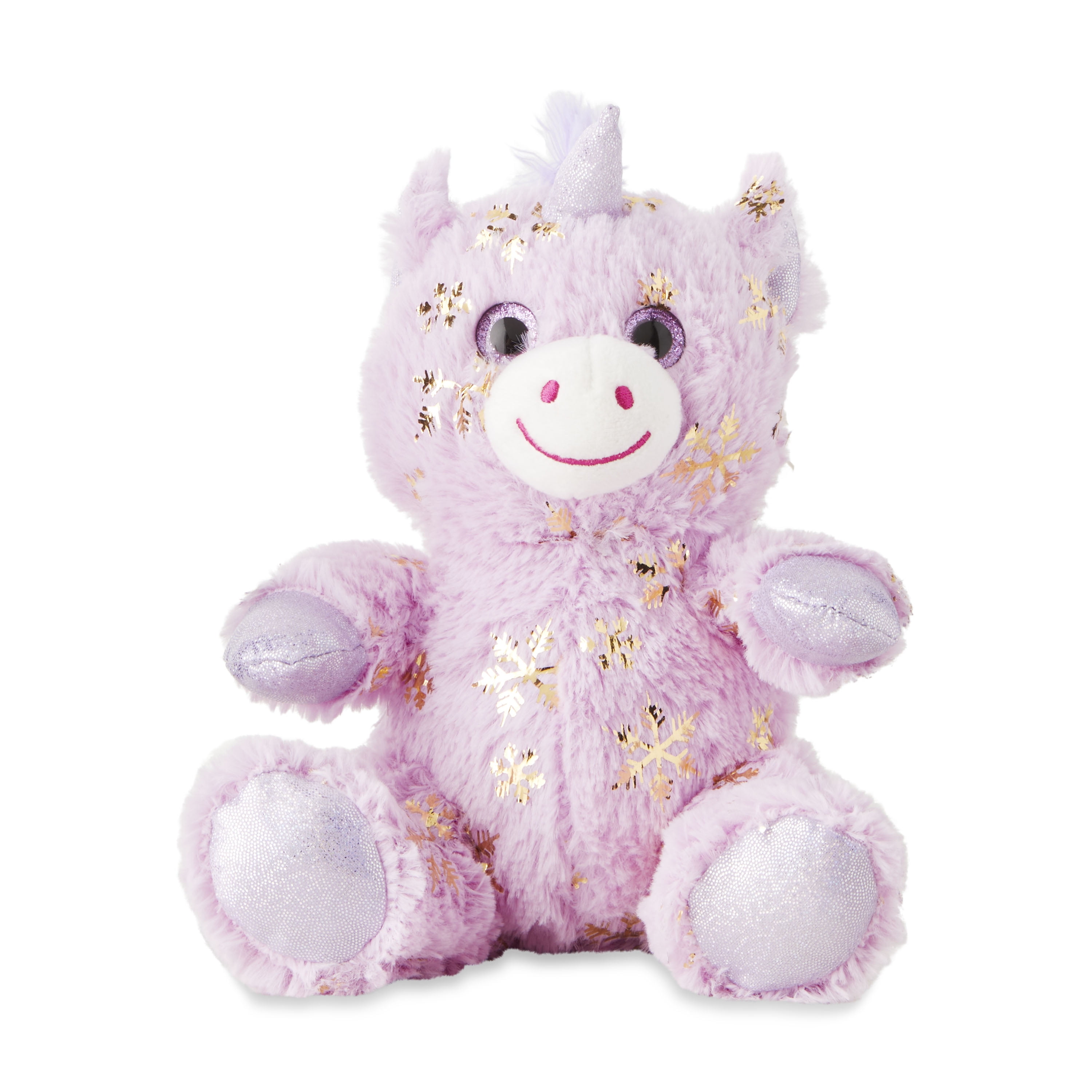 Purple Snowflake Unicorn Child's Plush Toy, 7.5 in, by Holiday Time ...