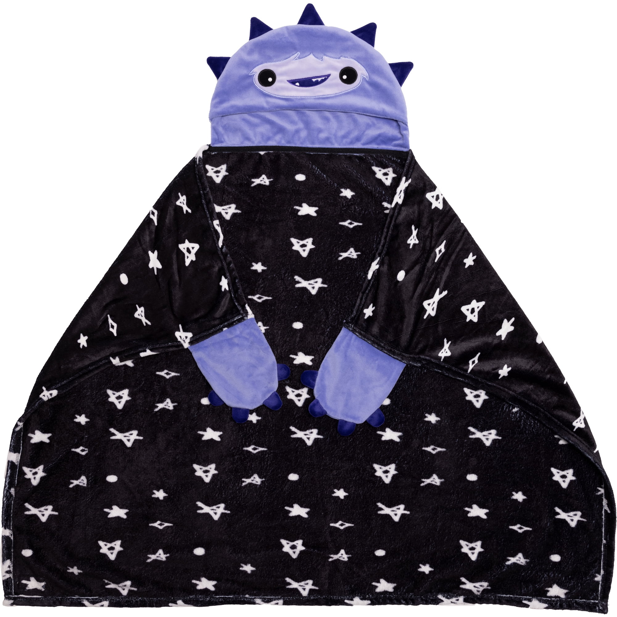 Purple Snuggle Monster - 30" x 40" Coral Fleece Hooded Blanket ...