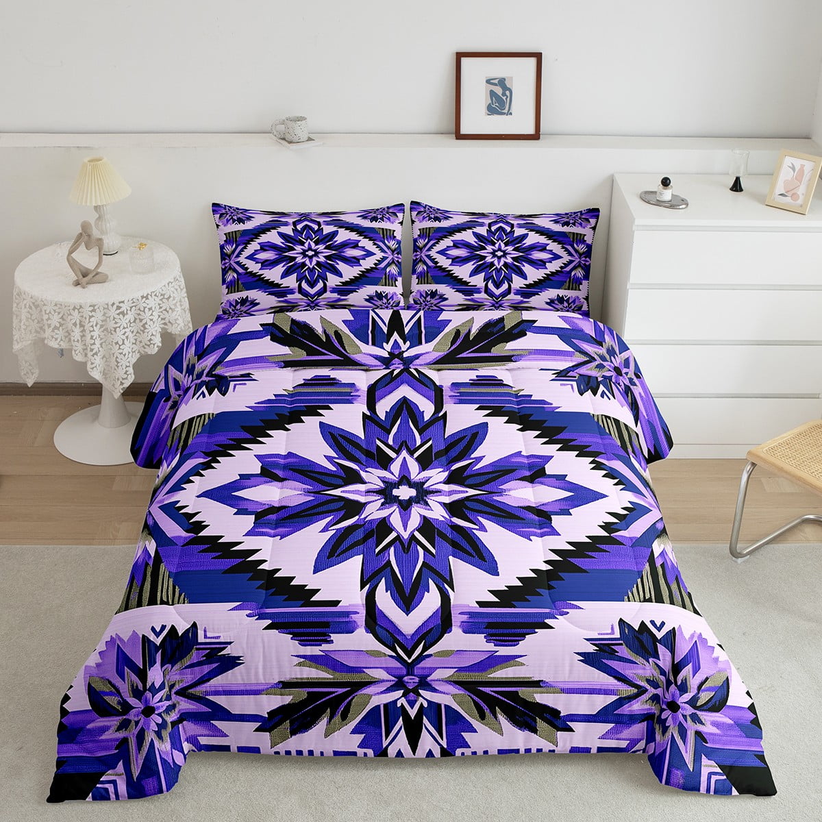 Purple Southwestern Full Comforter Set,Western Aztec Bedding Set,Boho ...