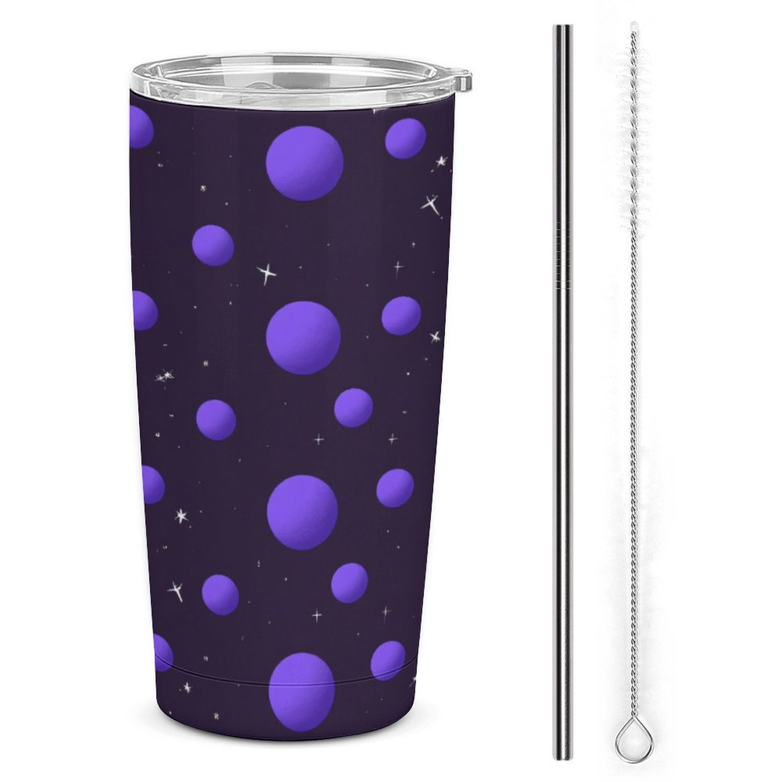 Purple Spheres And Stars Pattern 20oz Tumbler with Lid And Straw ...