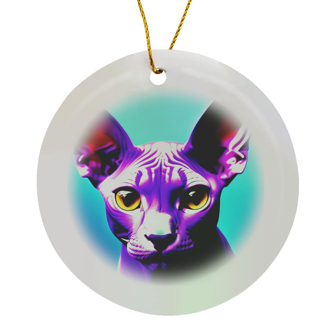 3drose, Purple Sphynx Cat Portrait. Turquoise Background. Cool Digital ...