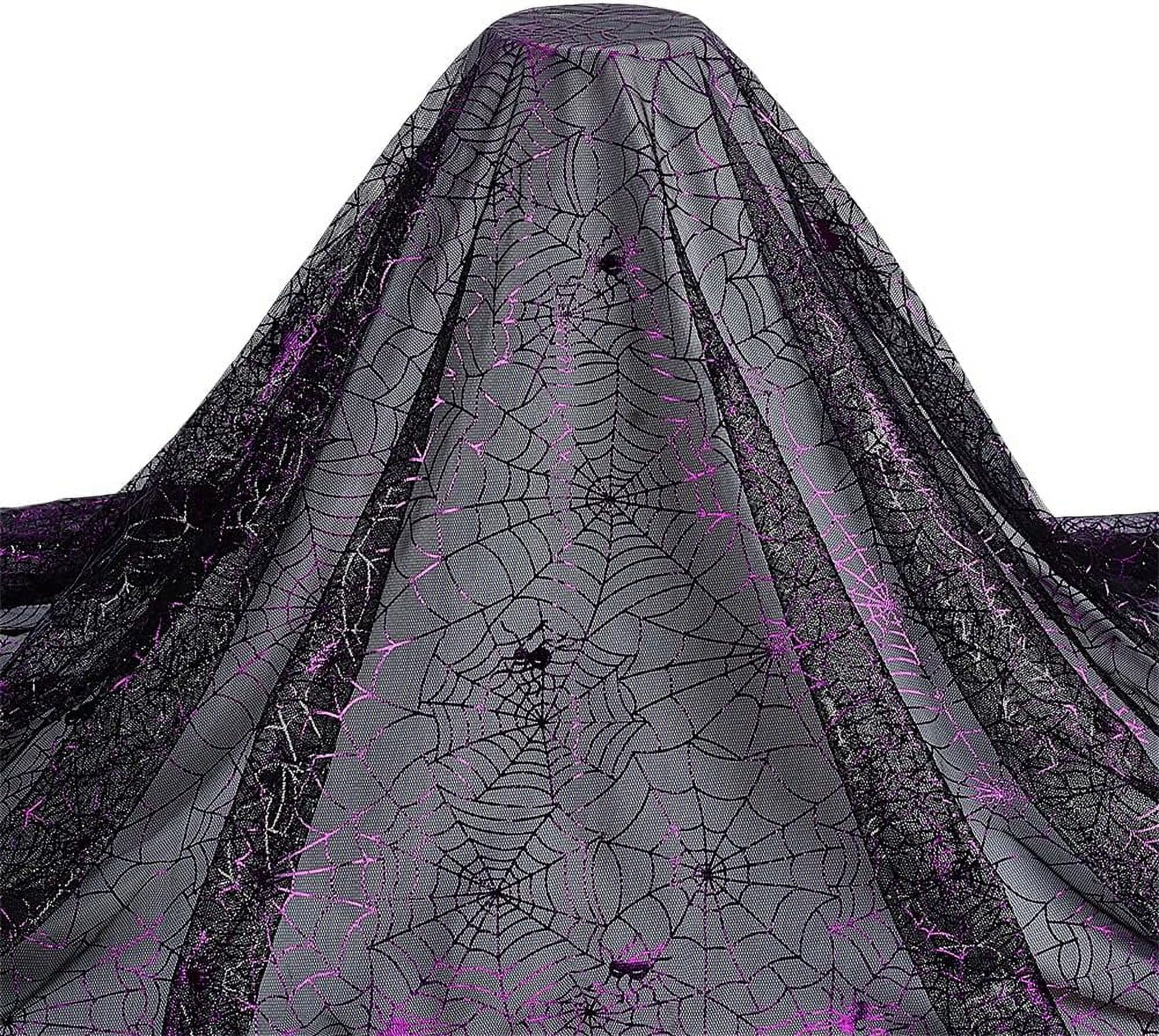 Purple Spider Web Fabric 39.4x59 inch Black Spiderweb Net Fabric Witch ...