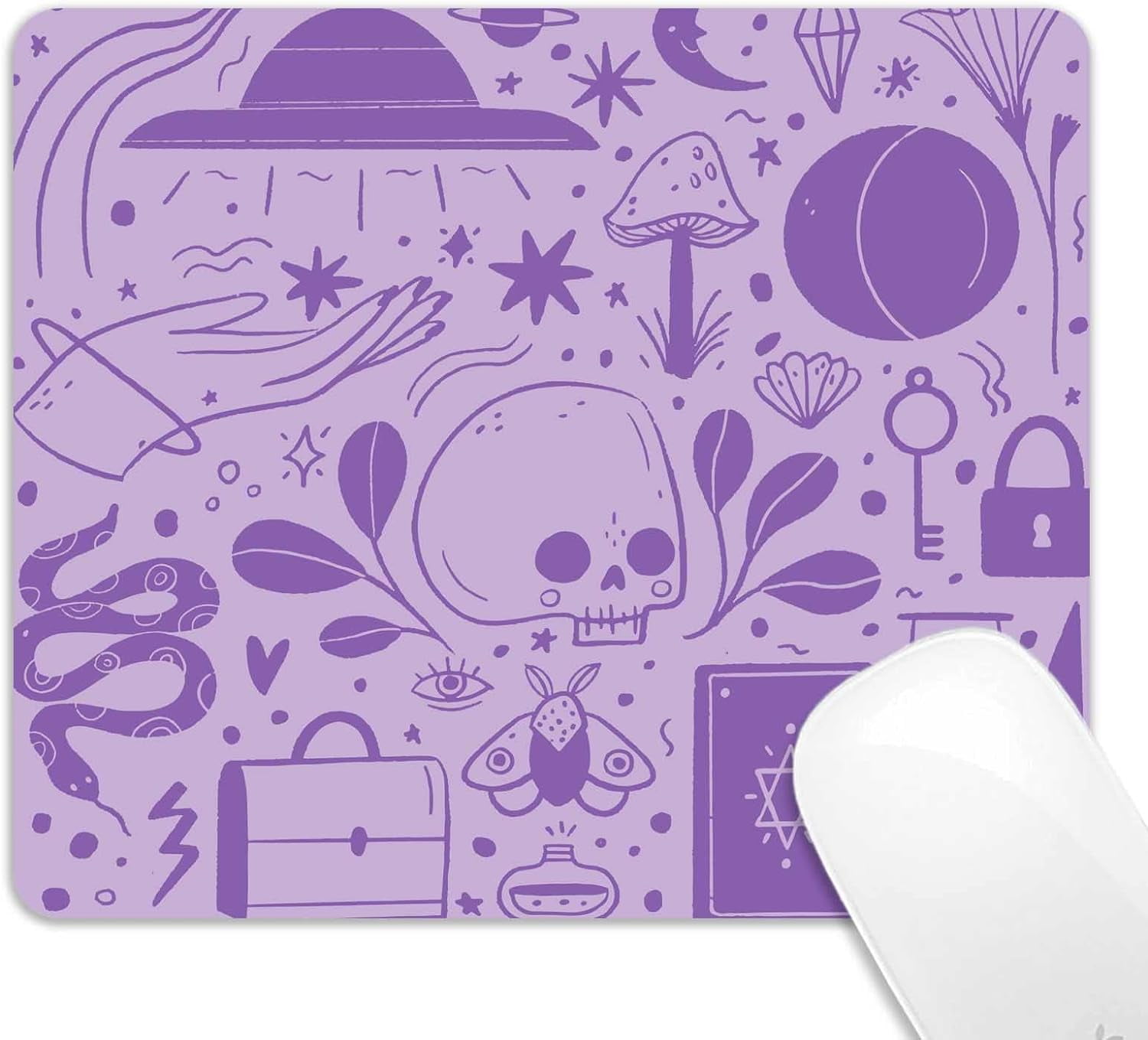Purple Square Mouse Pad, Goth Mysterious Elements Mouse Pad, Skull ...