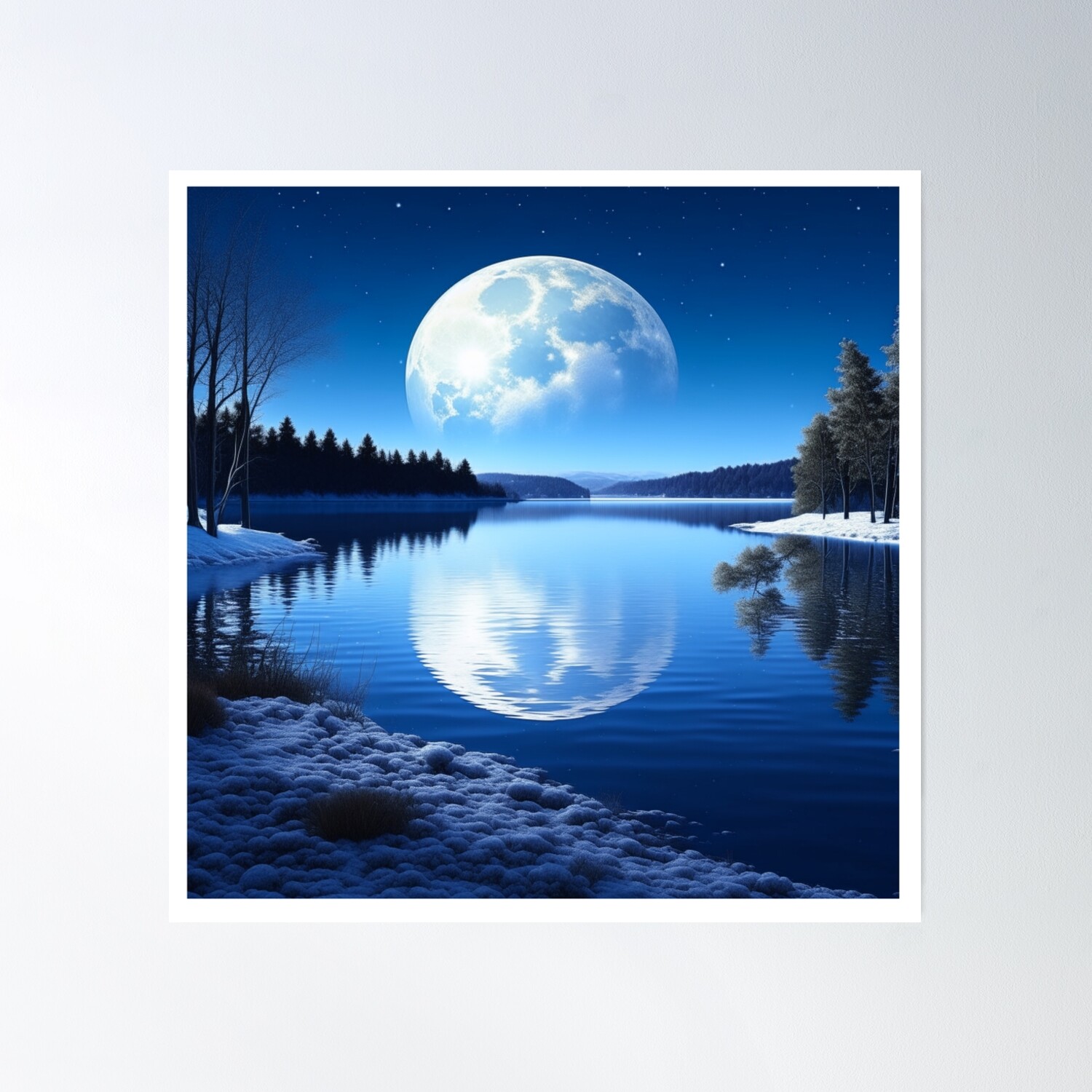 Purple Stained Glass Moon Poster Wall Art, Modern Wall Decor, 16x16 ...