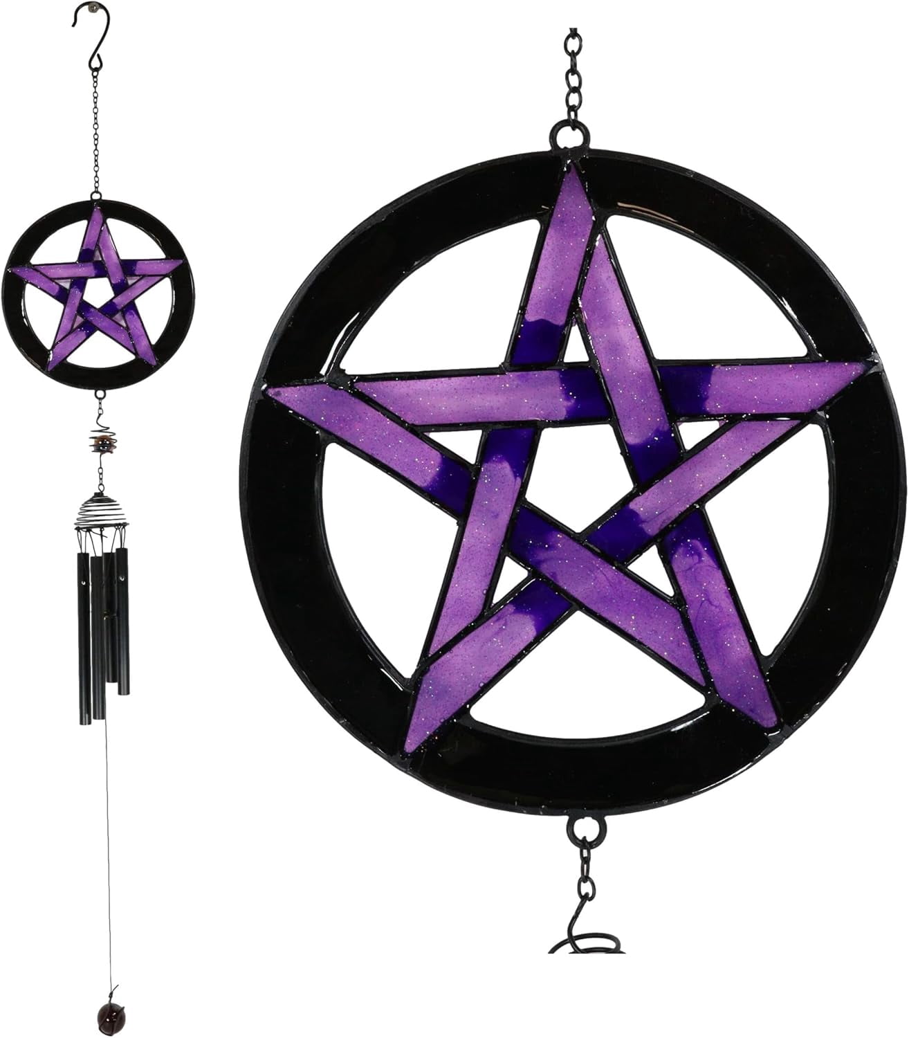 Purple Stained Glass Pentacle Pentagram Circle Resonant Relaxing Metal ...