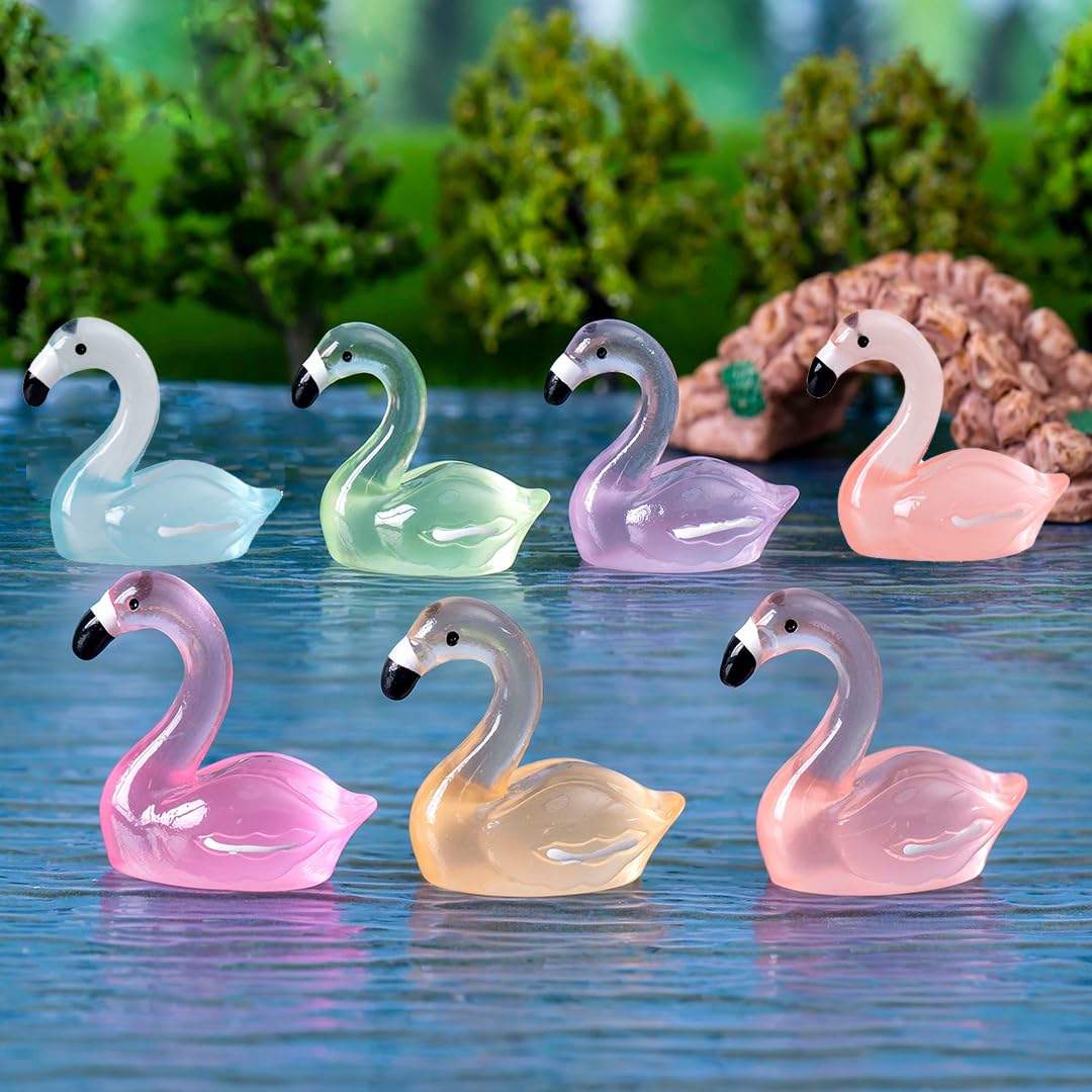 Purple Star 8PCS Mini Resin Flamingos Tiny Animals Figures to Hide ...