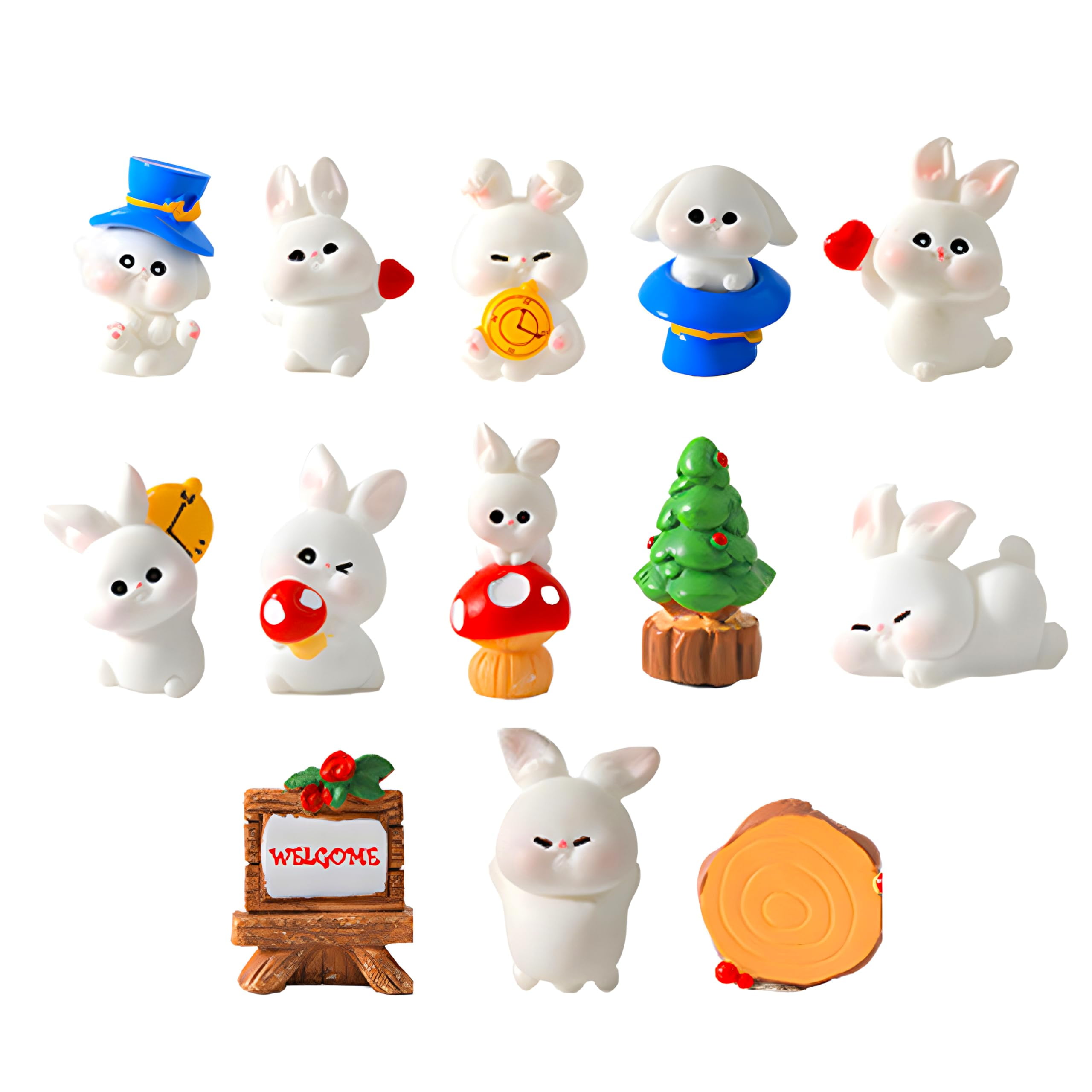 Purple Star Mini Rabbits 13PCS Little Rabbit Tiny Rabbit Mini Resin ...