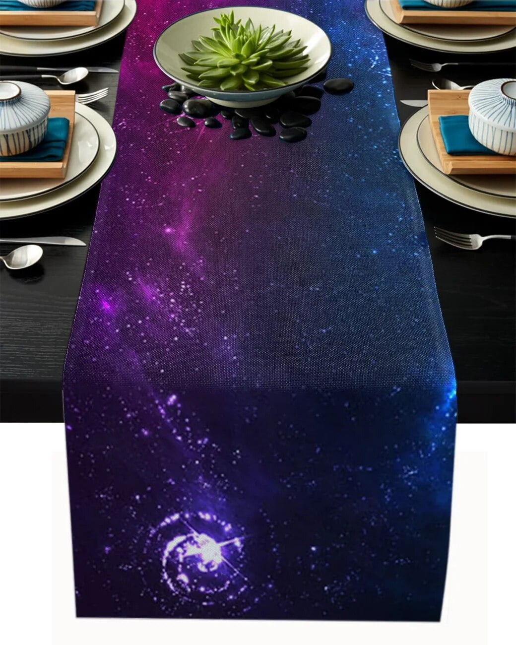 Purple Star Sky Romantic Starry Night Table Runner Wedding Table Decor ...