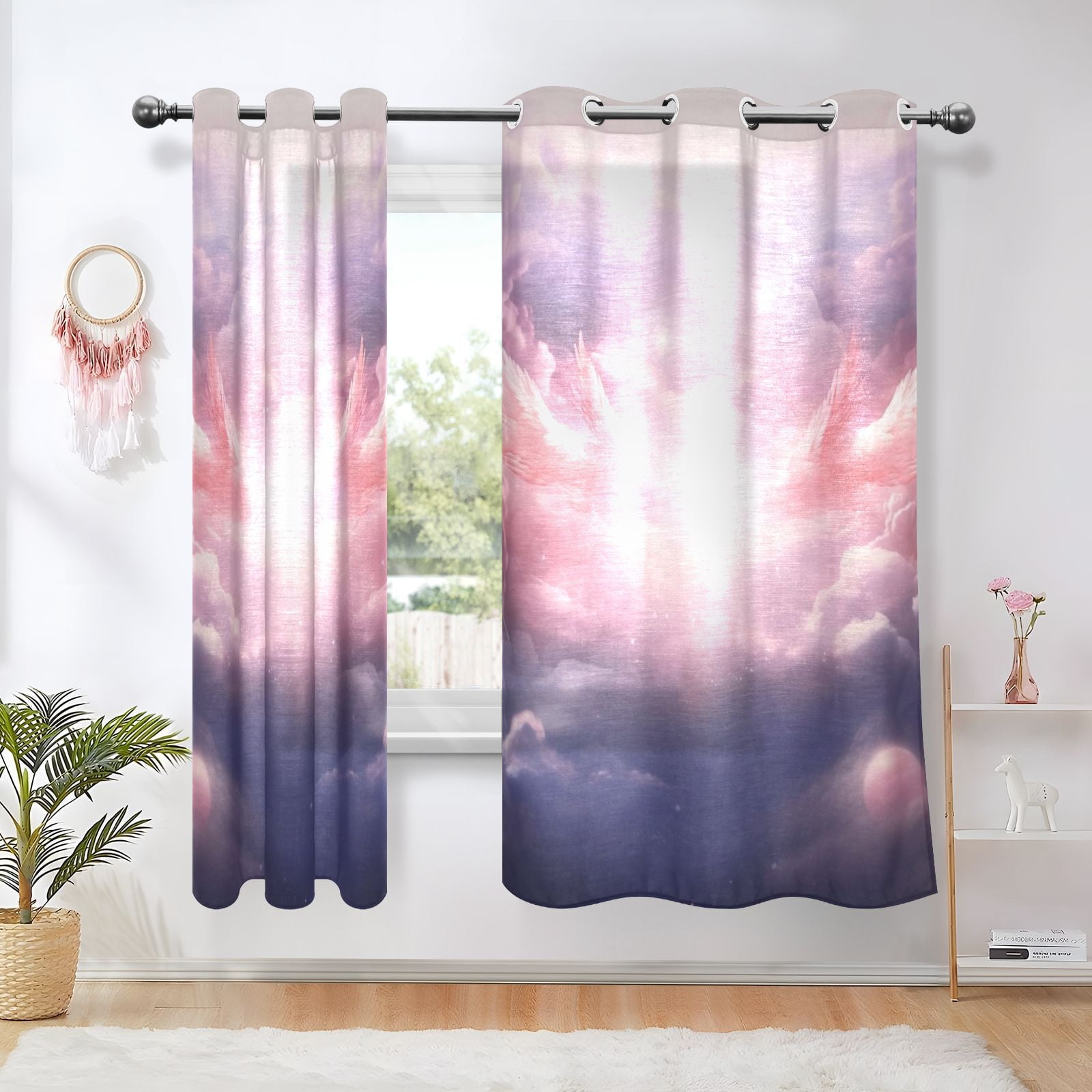 Purple Starry Sky Blackout Curtains Thermal Insulation 63 inch Grommet ...